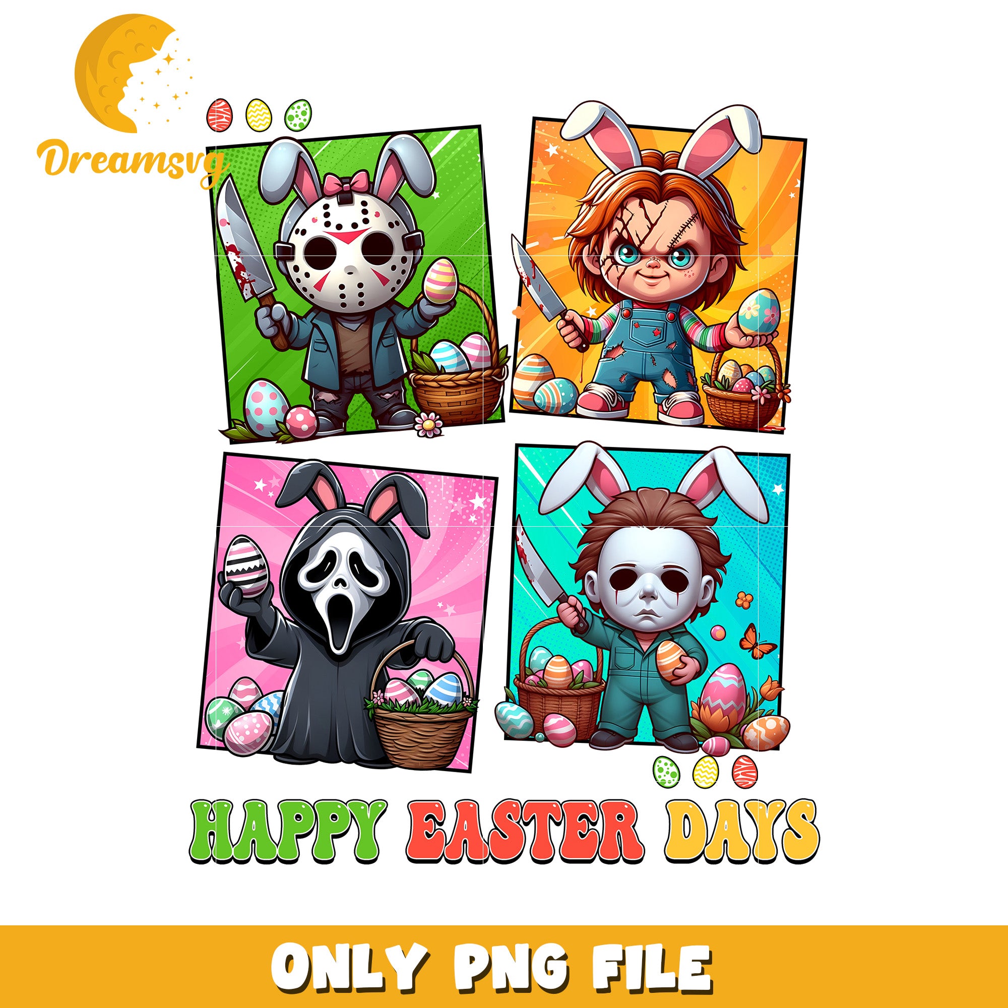 Easter Bunny Horror Characters Fun Graphic PNG Design – DreamSVG Store