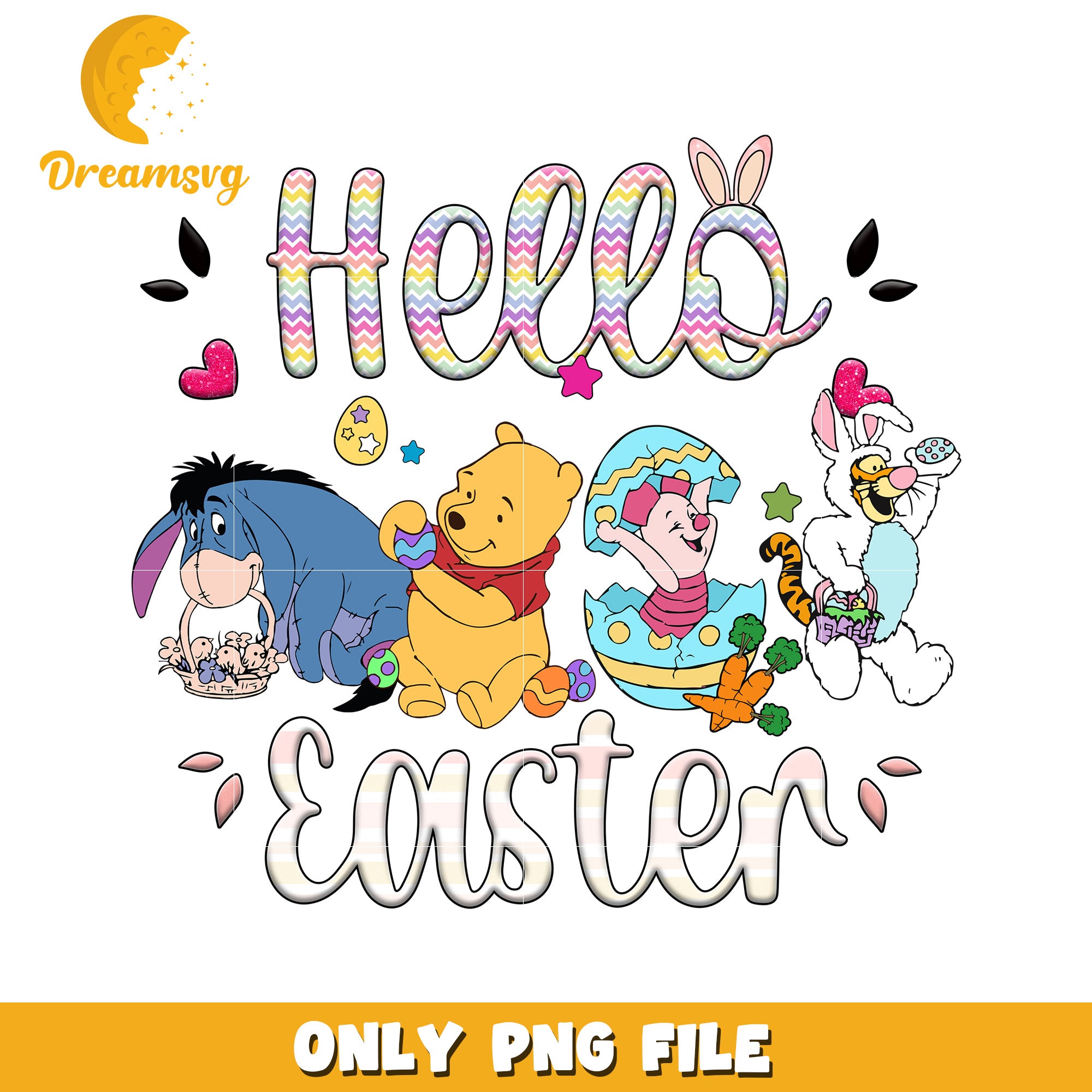 Easter Celebration with Winnie the Pooh Characters PNG Art – DreamSVG Store
