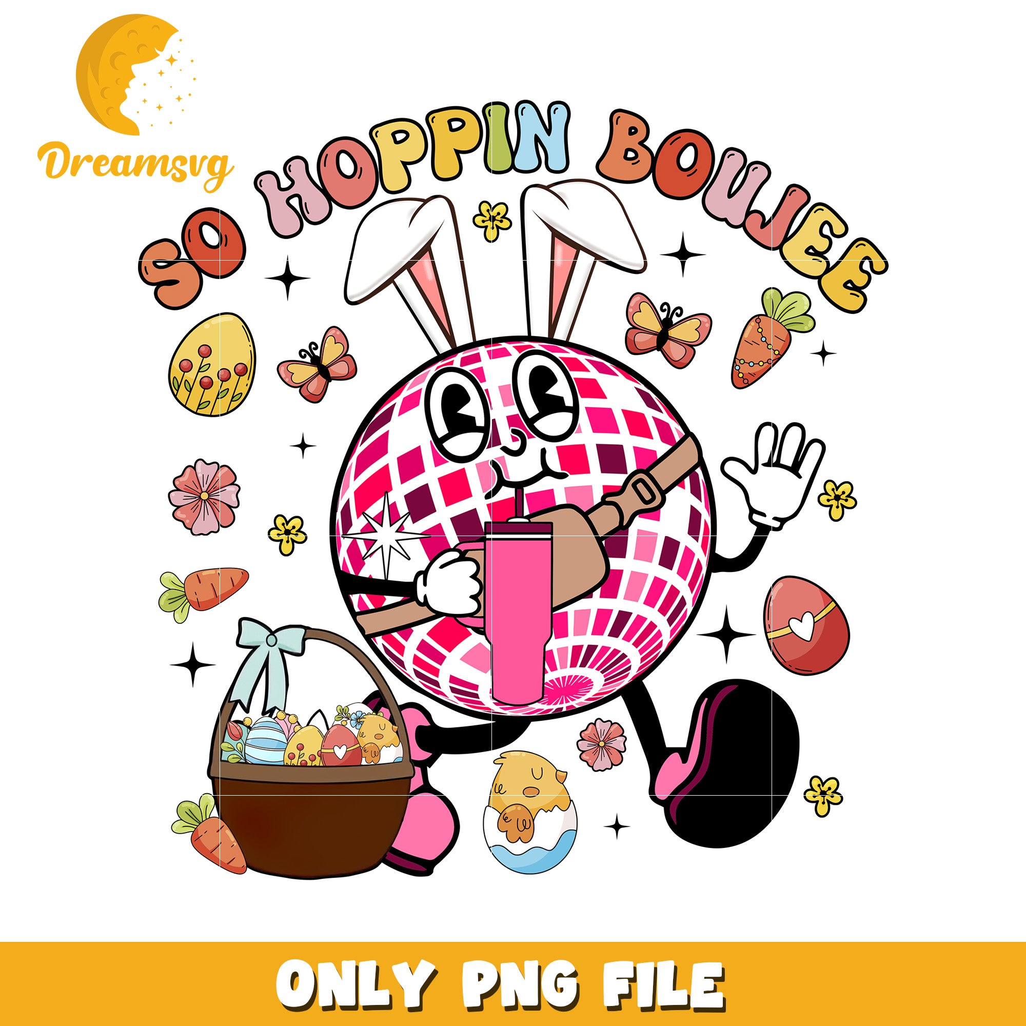 Easter Disco Bunny PNG Design – DreamSVG Store