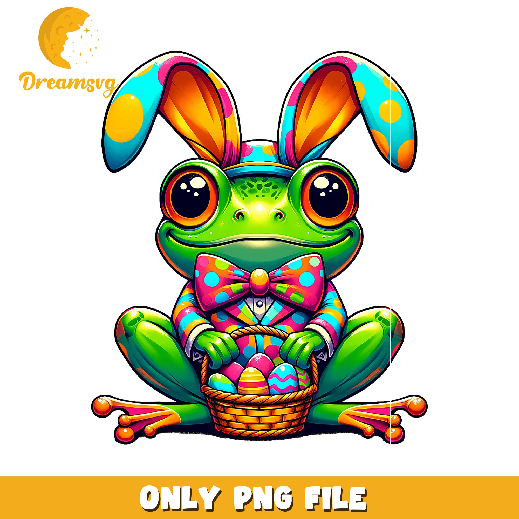 Easter Frog PNG Cute Bunny Frog with Eggs – DreamSVG Store