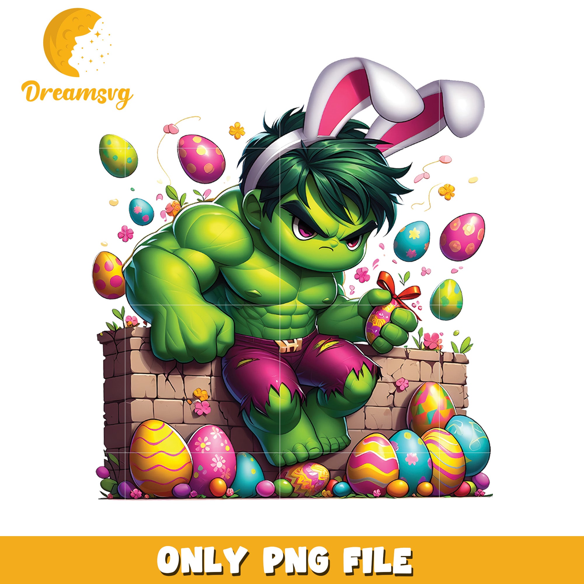 Easter Hulk PNG Cute Bunny Hulk with Eggs – DreamSVG Store