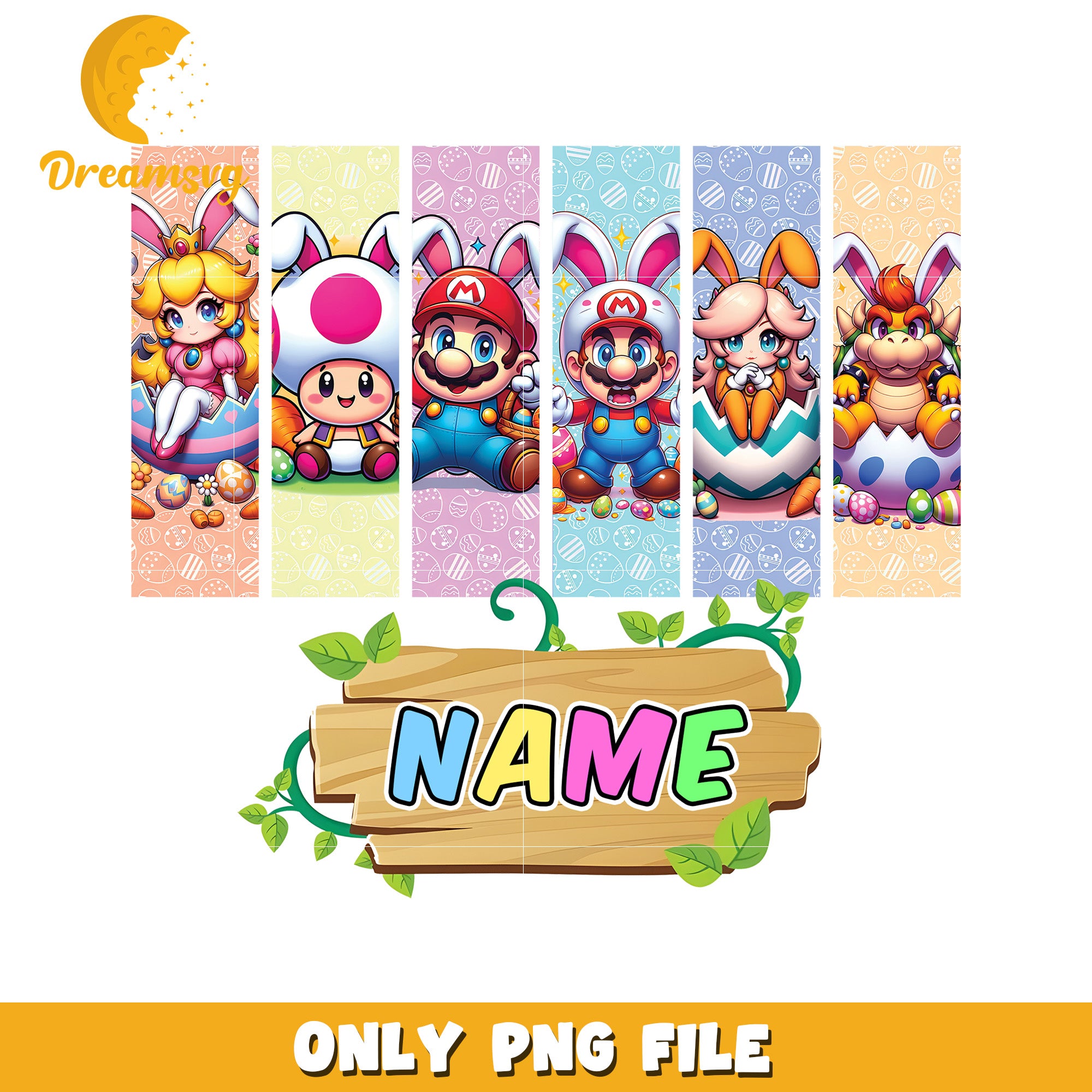 Easter Mario PNG Peach, Toad, Bowser Bunny – DreamSVG Store