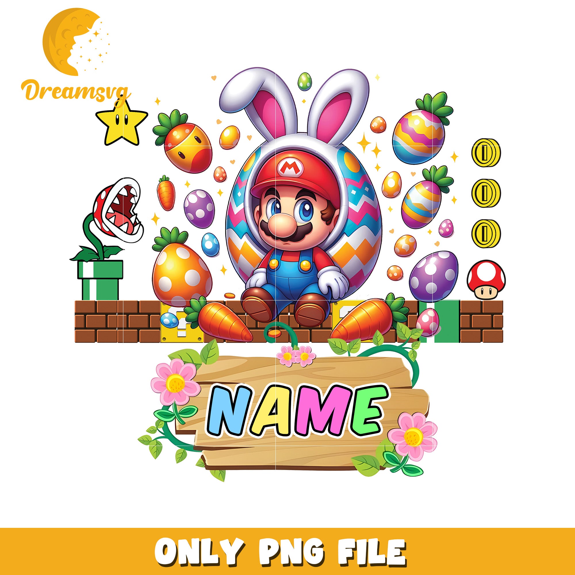 Easter Mario PNG Personalized Bunny Mario Image – DreamSVG Store