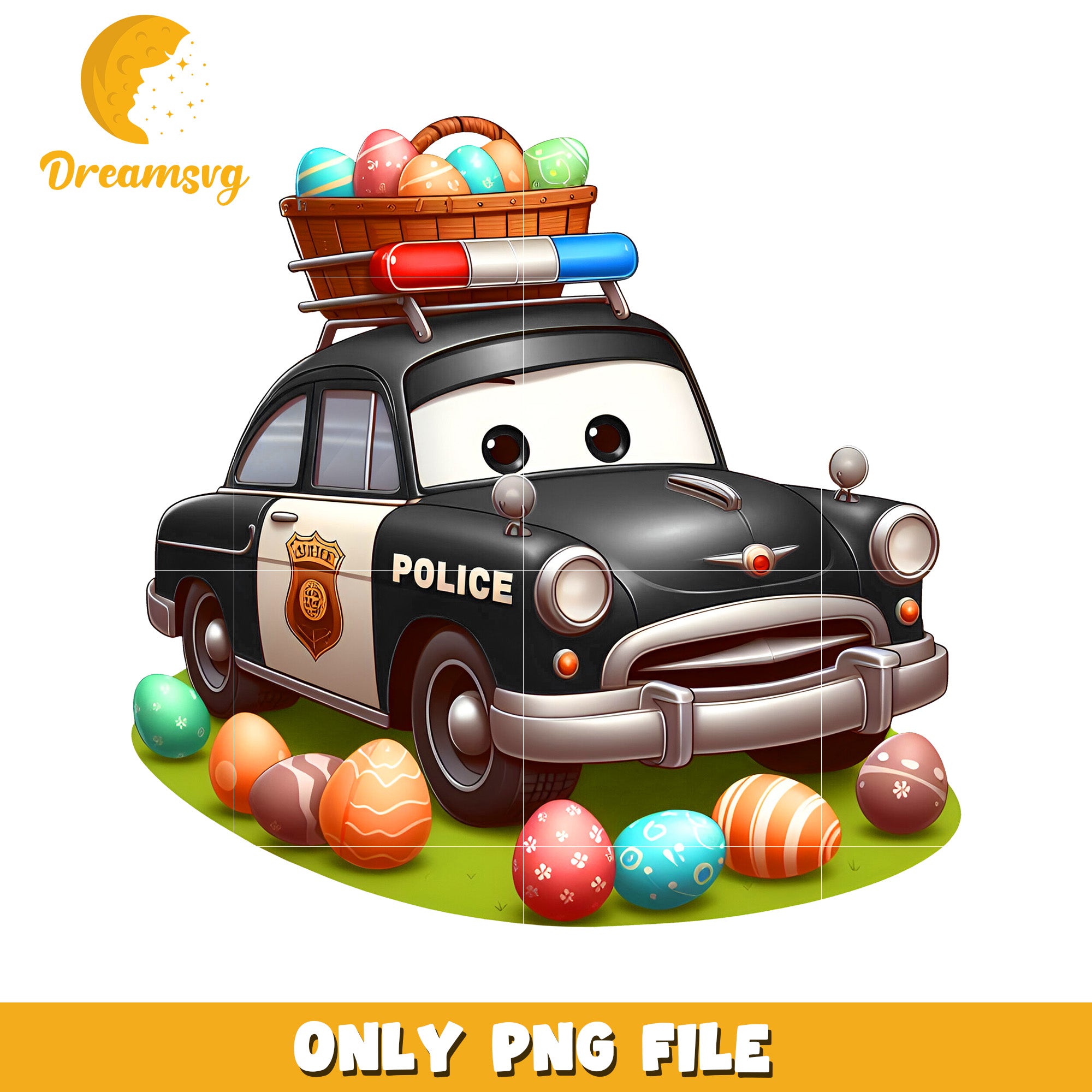 Easter Police Car PNG Cute Cartoon Illustration – DreamSVG Store