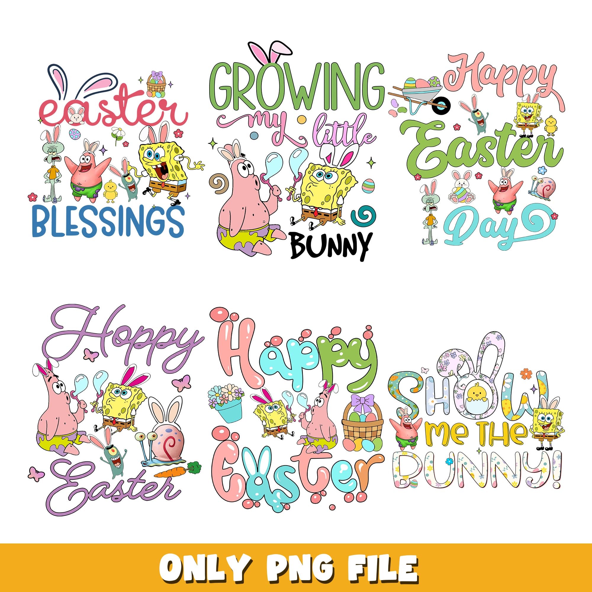 Spongebob happy easter png, Spongebob bundle png, cartoon png ...