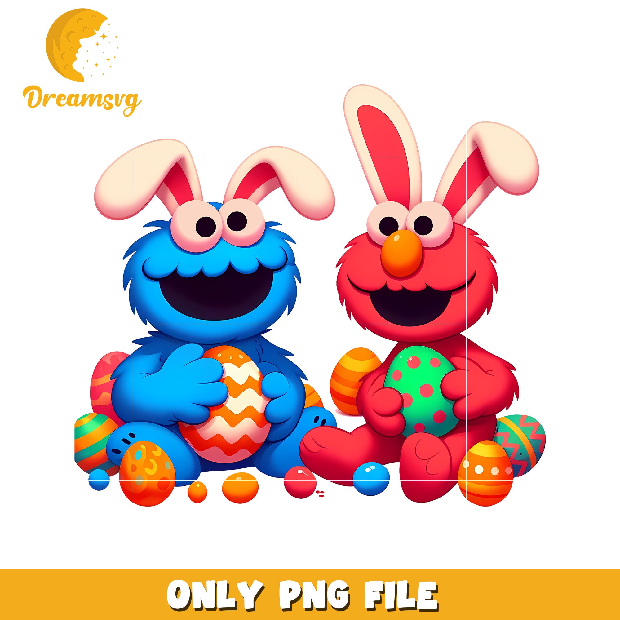 Elmo and monster cookie bunny ear png, sesame street png, easter png ...