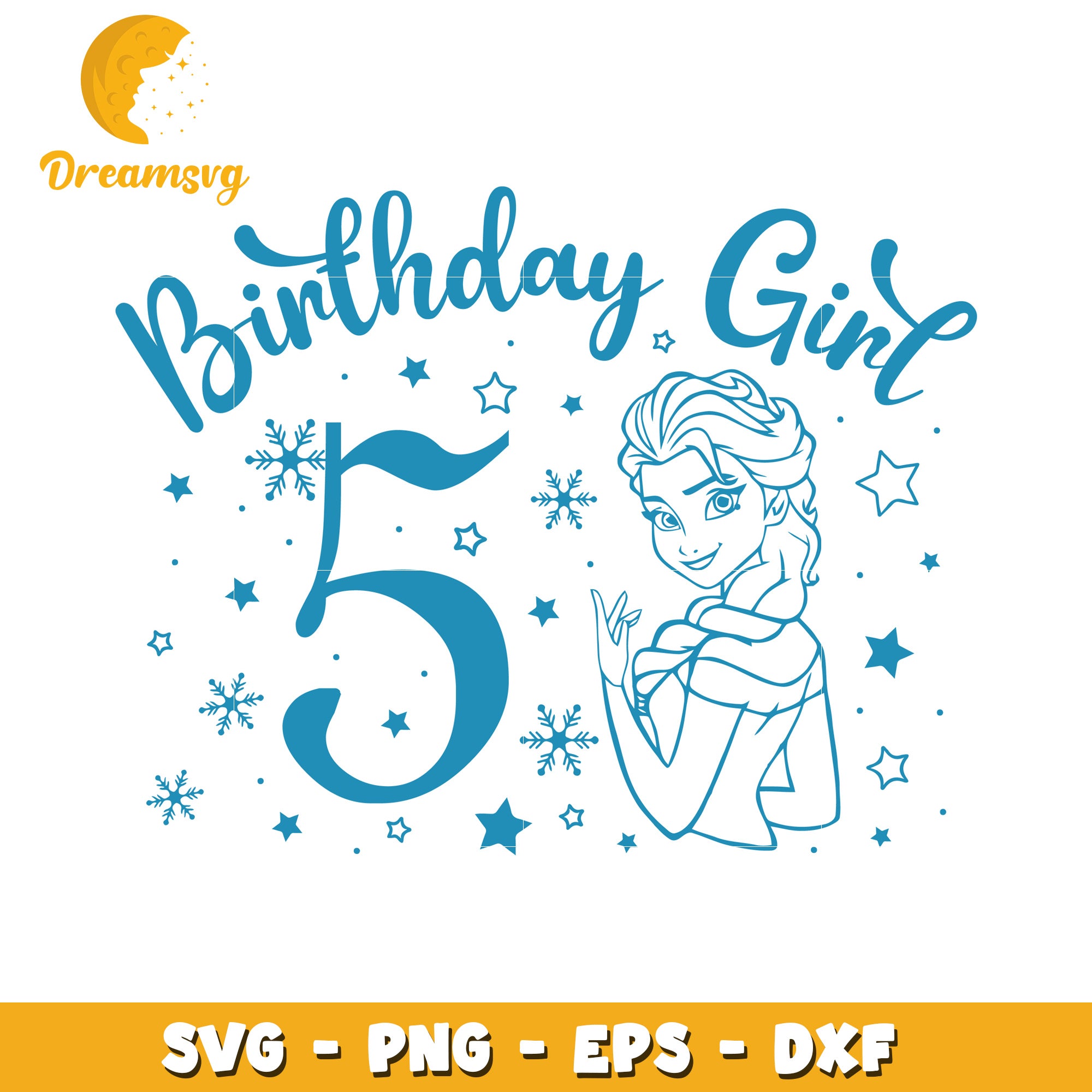 Elsa 5th Birthday SVG Cut File – DreamSVG Store