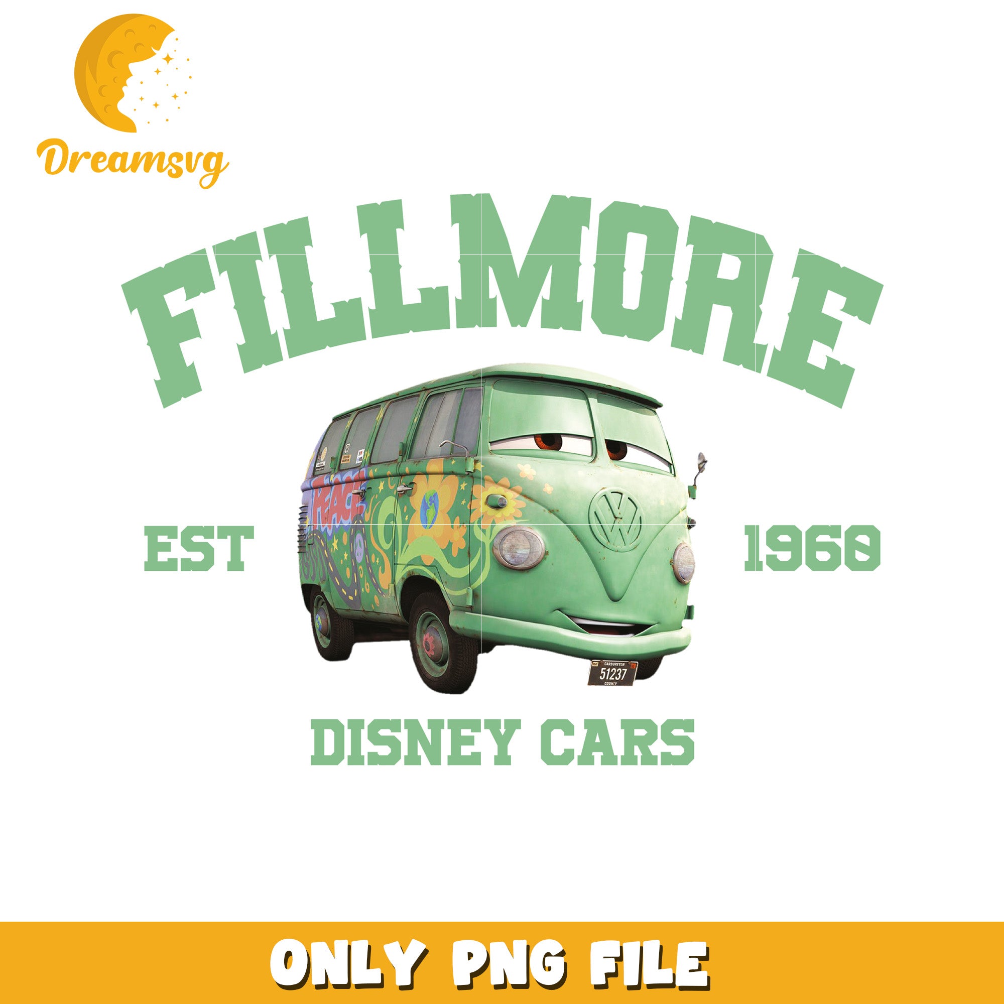 Fillmore Disney Cars PNG Vintage Van Design 1960 – DreamSVG Store