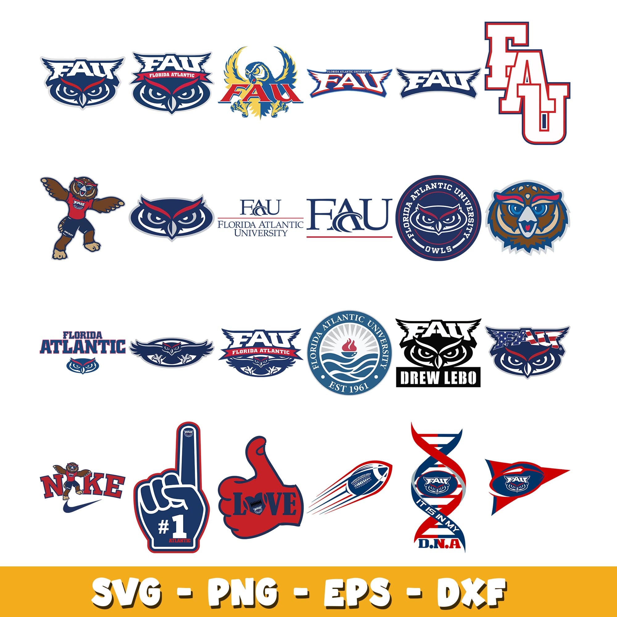 Florida Atlantic Owls Bundle svg, Florida Atlantic Owls logo svg, ncaa ...