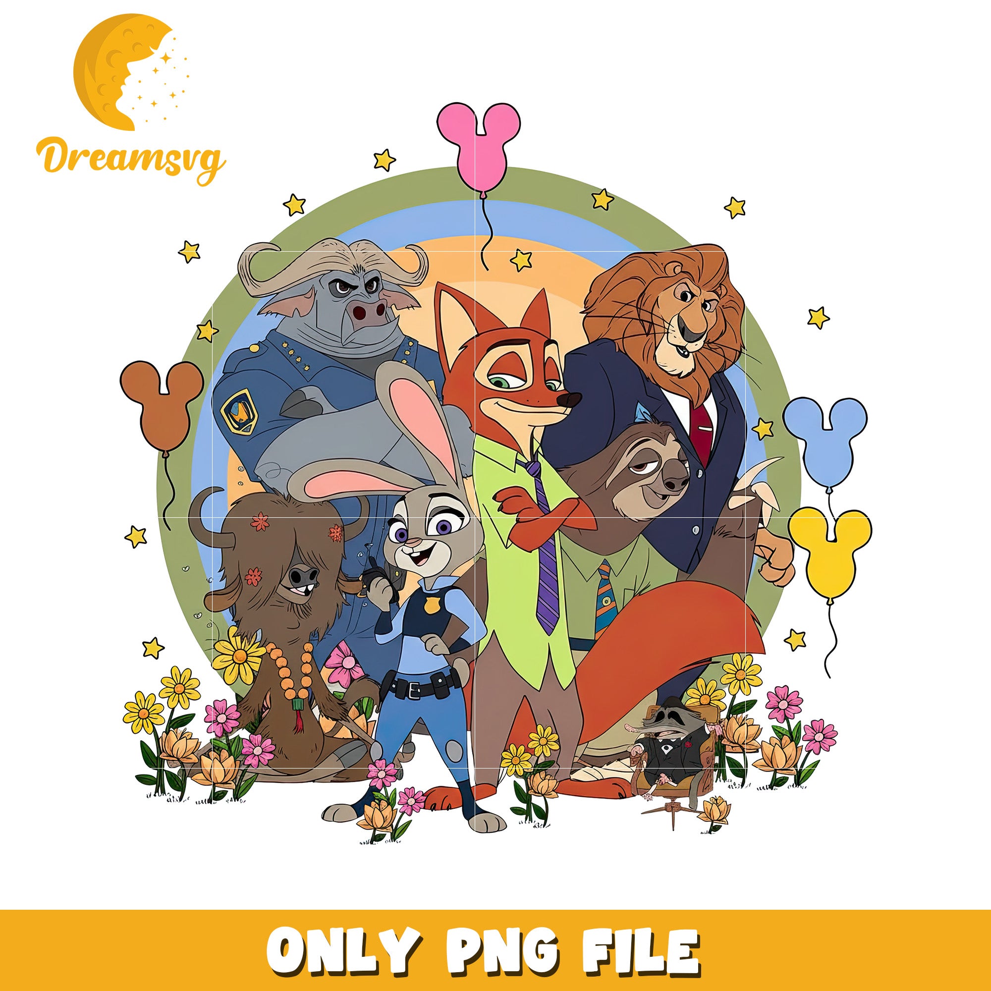Flowers design of zootopia png, zootopia funny png, zootopia design pn ...