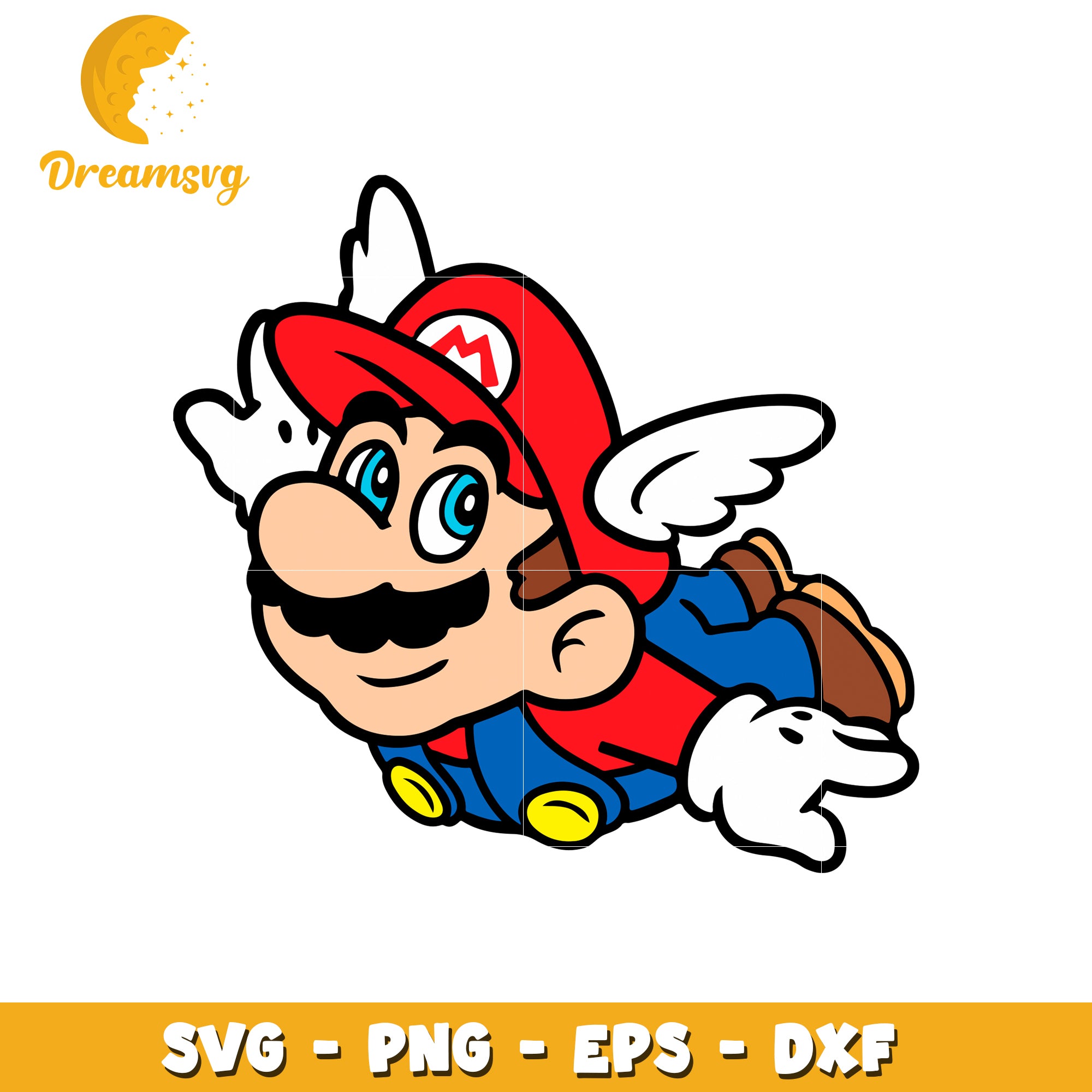 Flying Mario SVG PNG EPS DXF Cut File – DreamSVG Store
