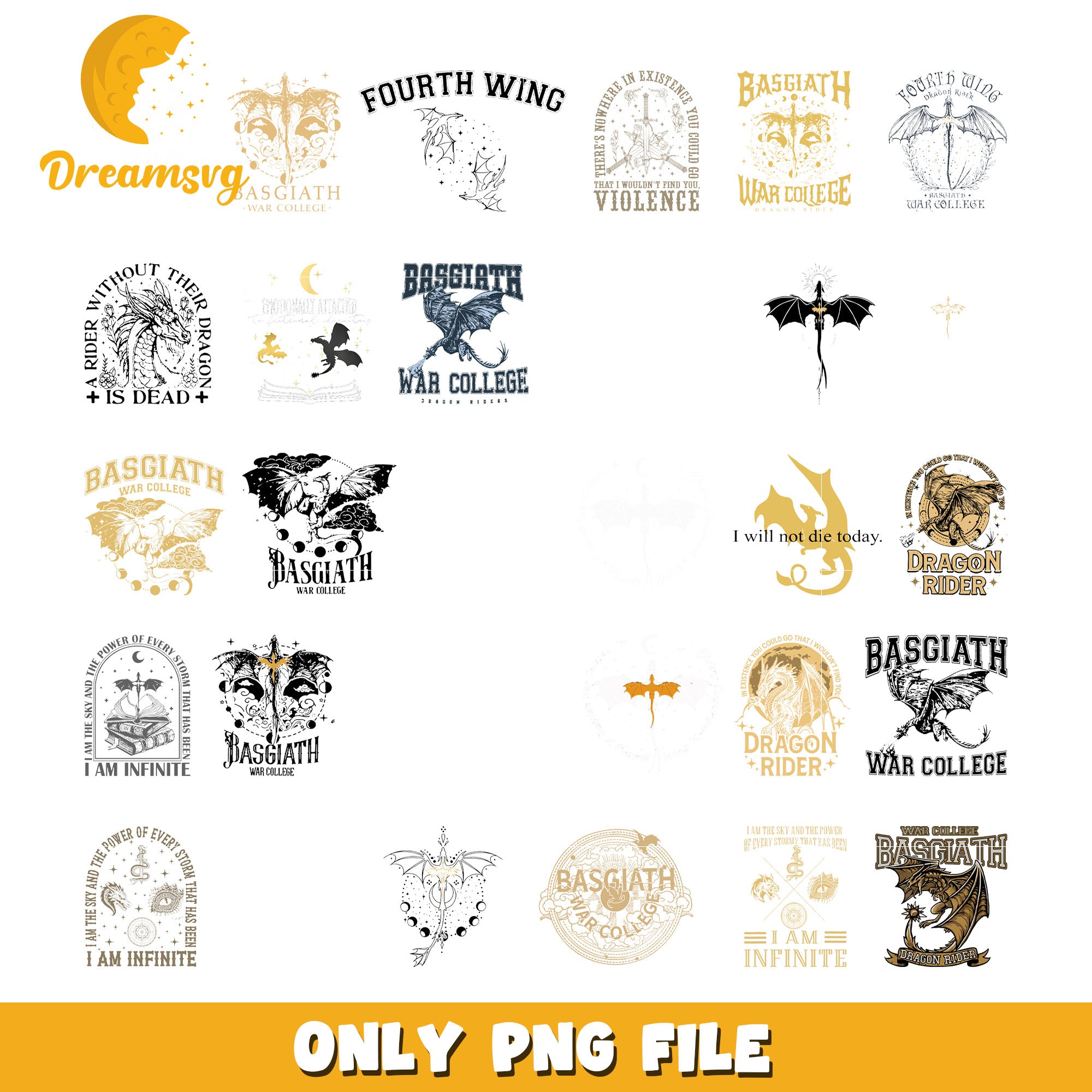 Basgiath war college bundle png, fourth wing dragons png – DreamSVG Store