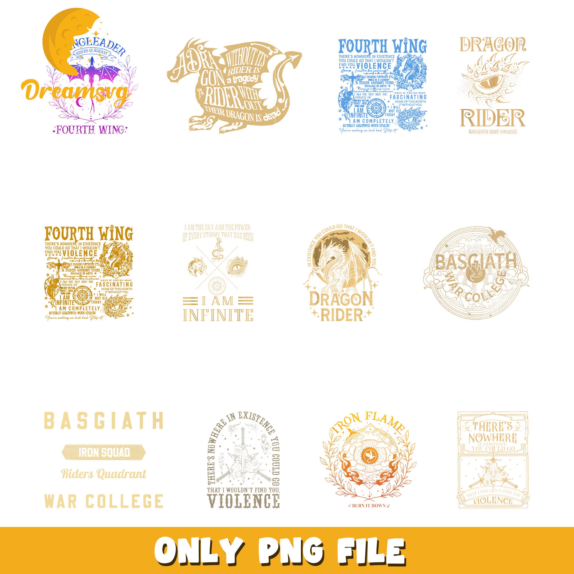 Dragon rider fourth wing bundle png, Basgiath war college png ...