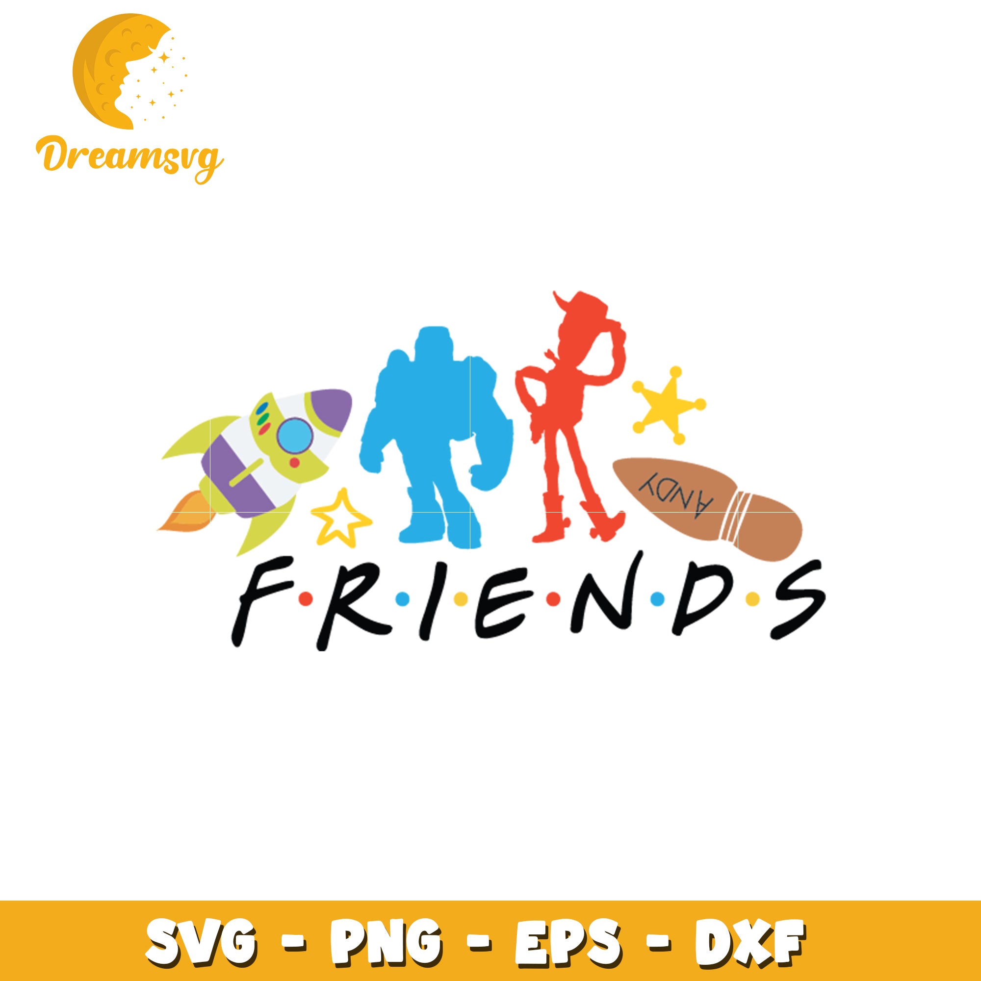 Friends SVG Graphic with Cartoon Characters and Colorful Design ...