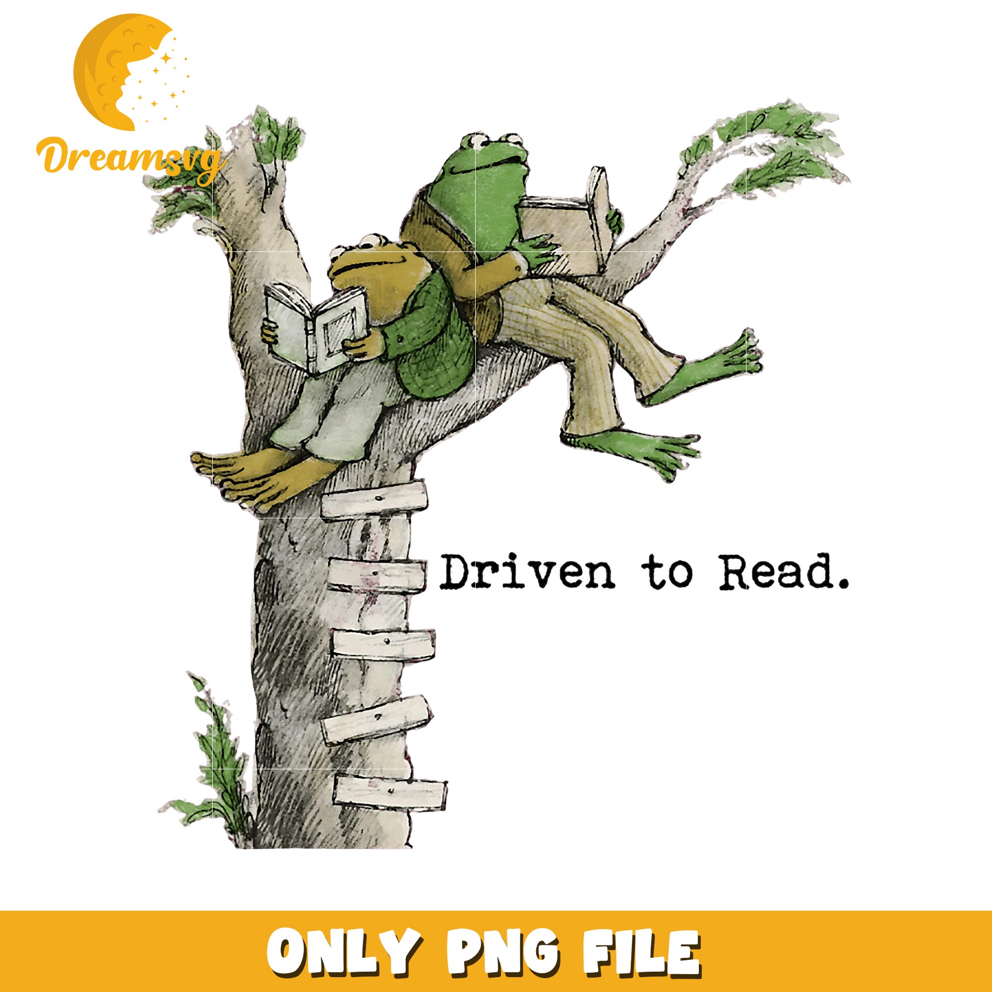 Frogs Reading PNG Driven to Read Illustration – DreamSVG Store