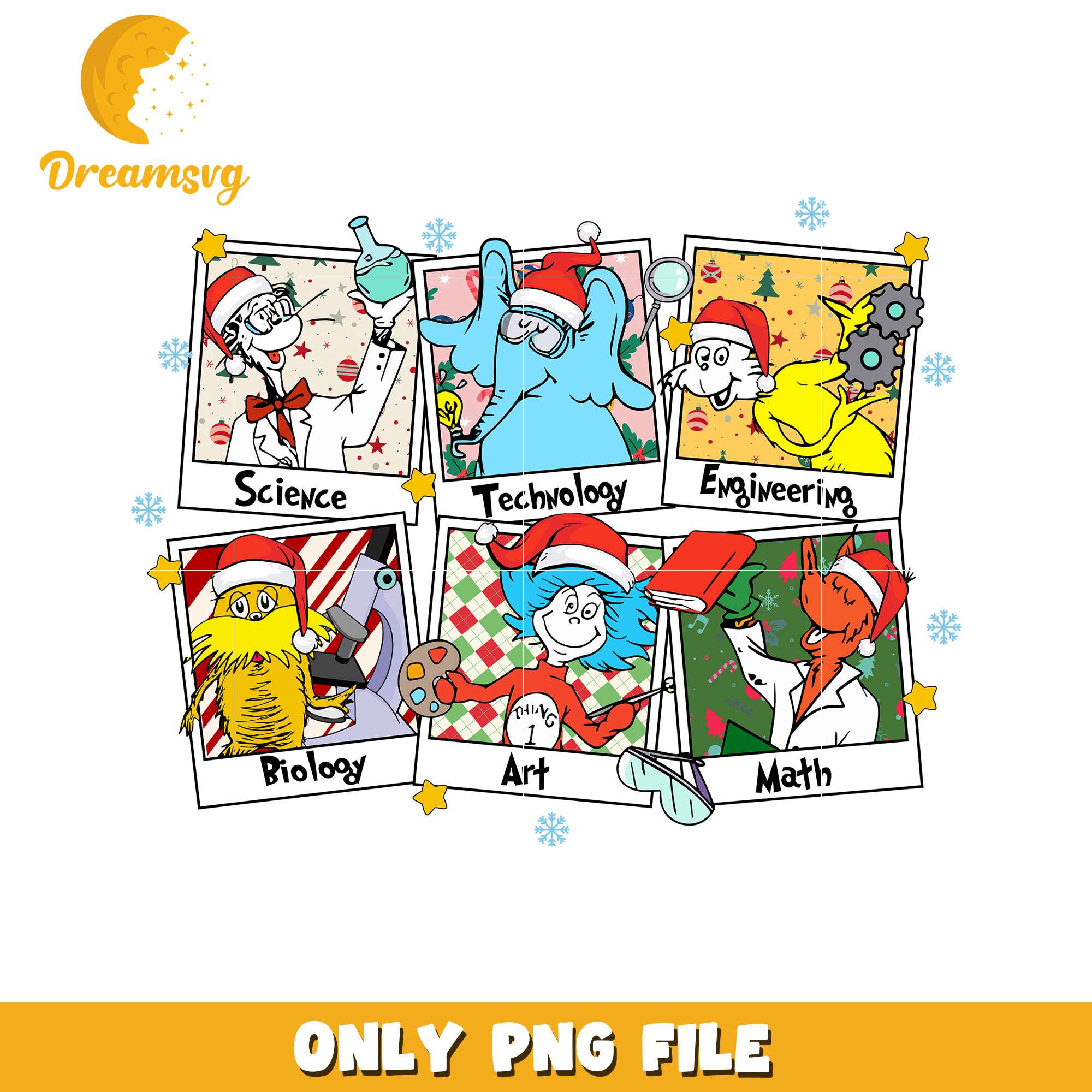 Fun Educational Science Themed PNG with Holiday Characters – DreamSVG Store