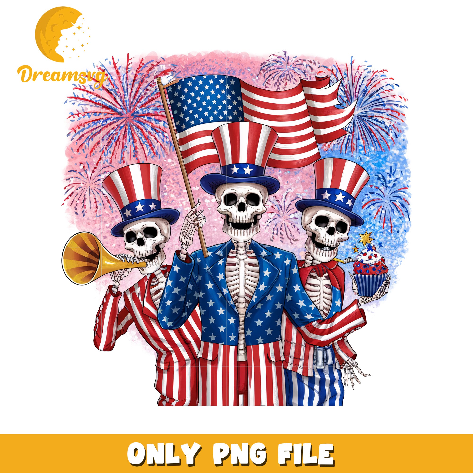 Funny skelenton usa design png, patriotic skeleton png, halloween usa ...