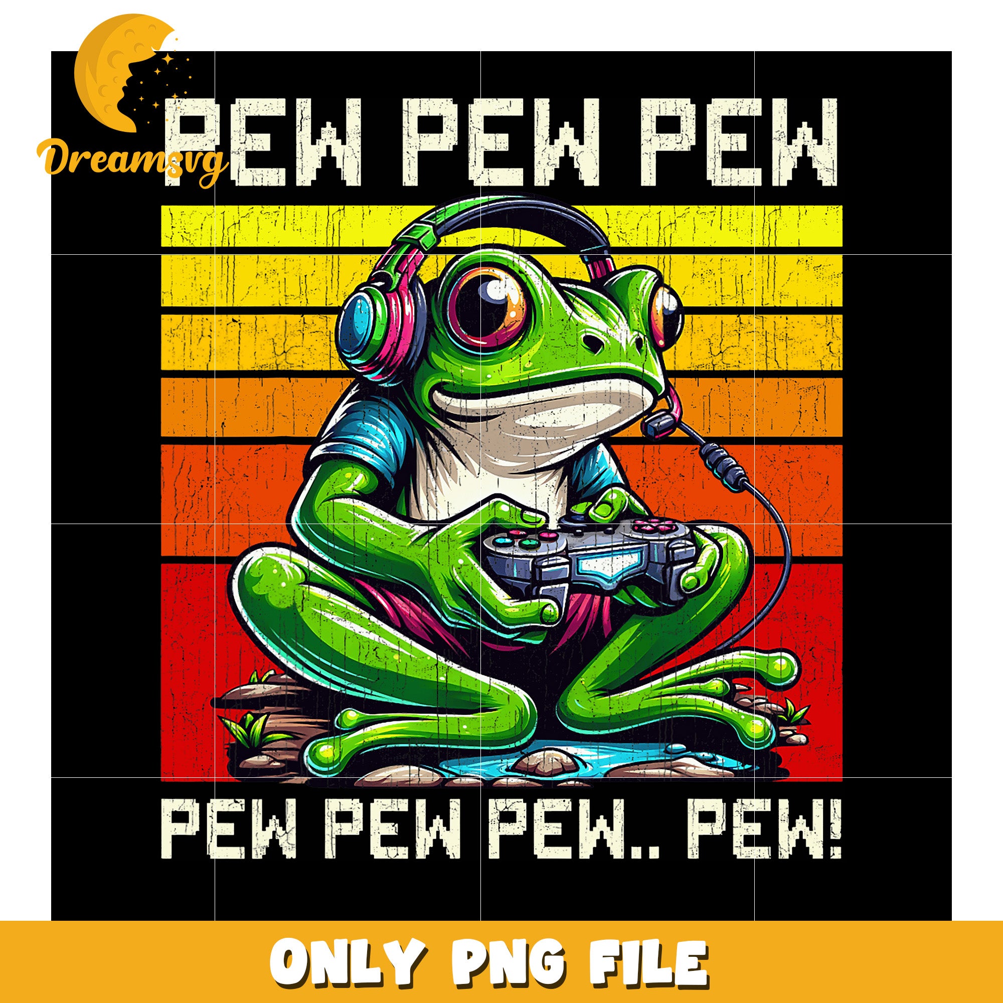 Gamer Frog Pew Pew PNG Design – DreamSVG Store
