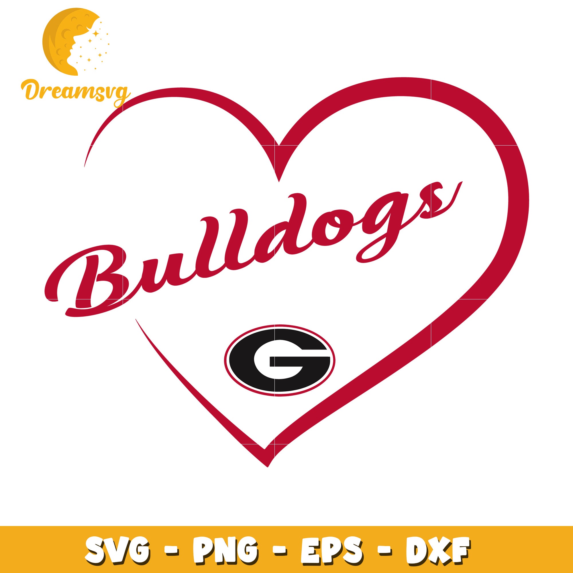 Georgia Bulldogs Heart SVG Cut File – DreamSVG Store
