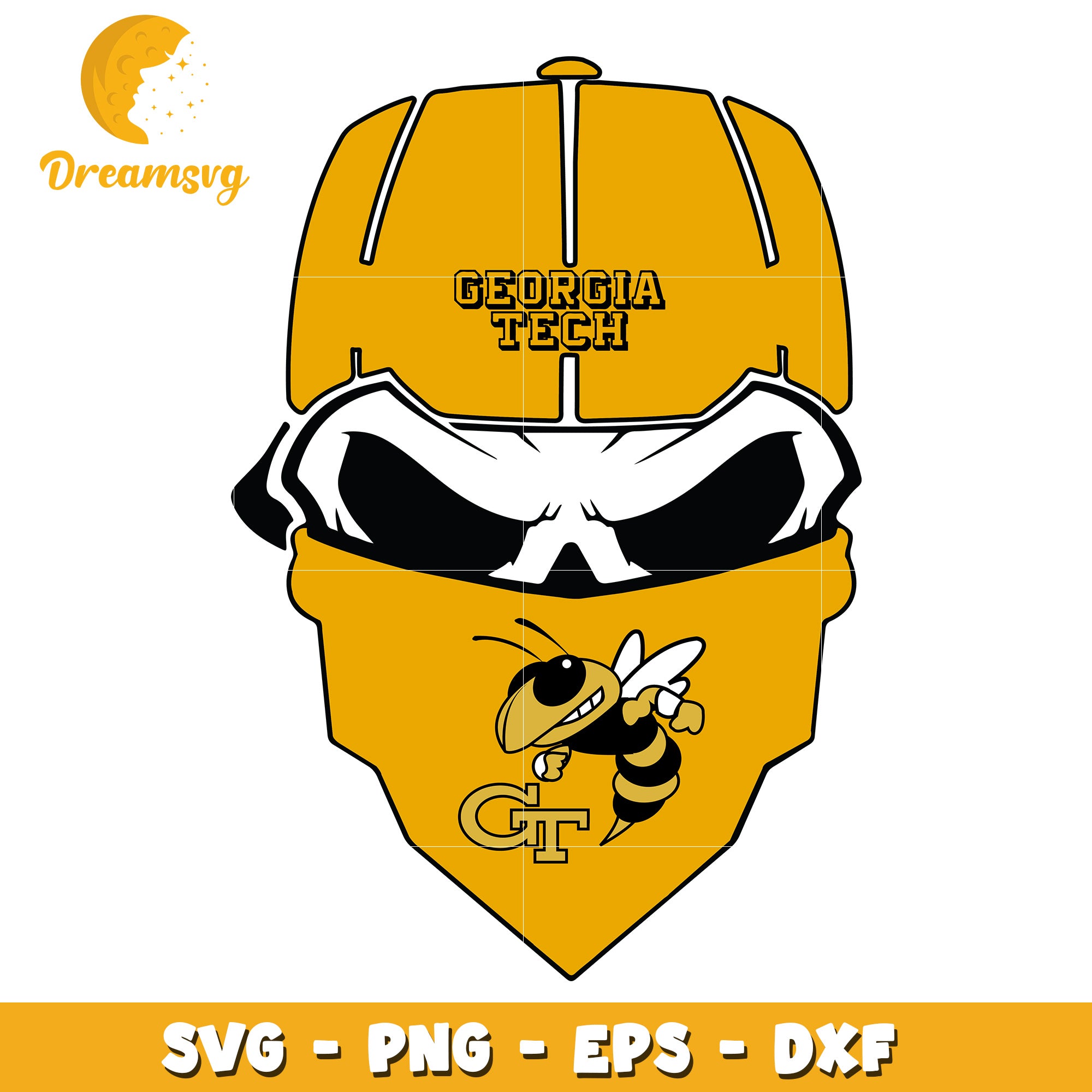 Georgia Tech SVG Graphic Cool Skull with Bee Design for Fans – DreamSVG ...