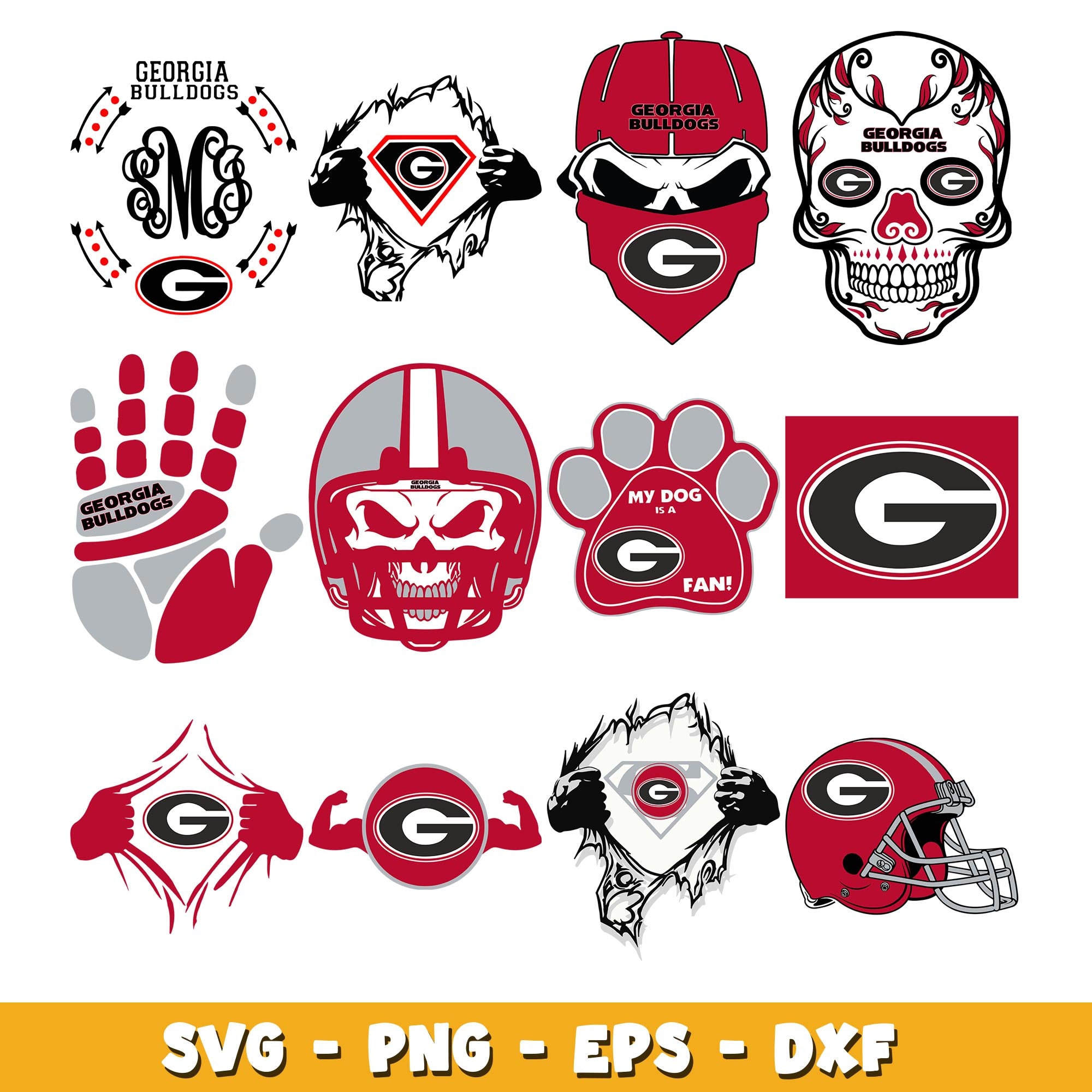 Georgia Bulldogs Logo Bundle svg, Georgia bulldog logo svg, ncaa svg ...