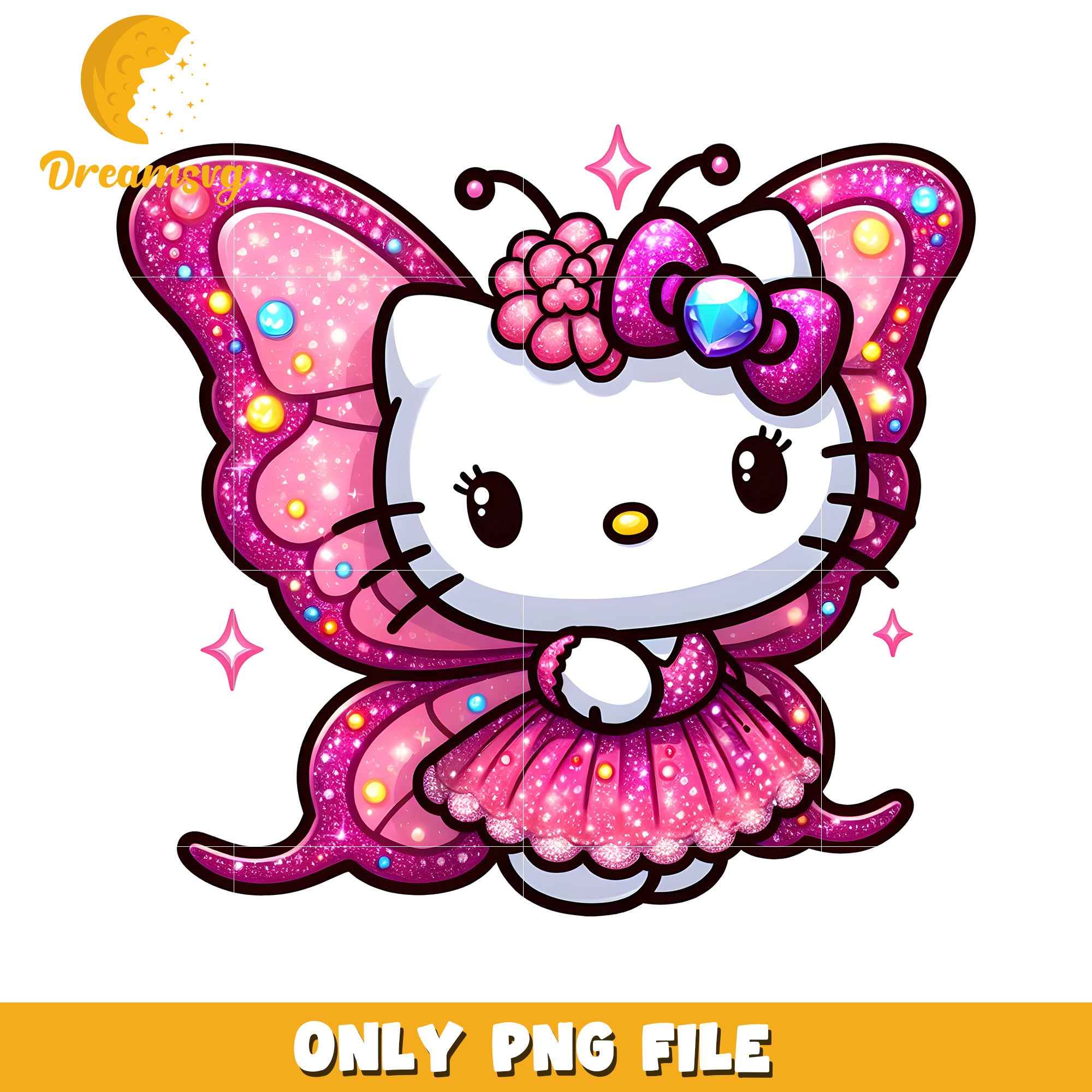 Glitter Hello Kitty Butterfly PNG – DreamSVG Store