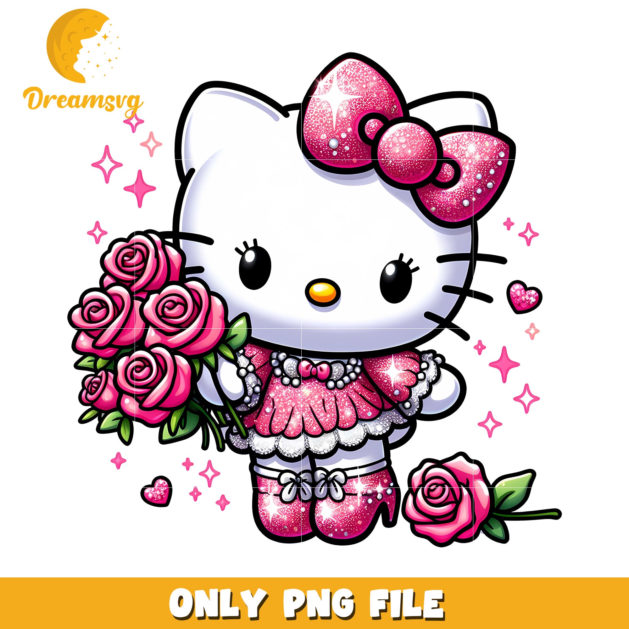 Glittery Hello Kitty PNG Roses – DreamSVG Store