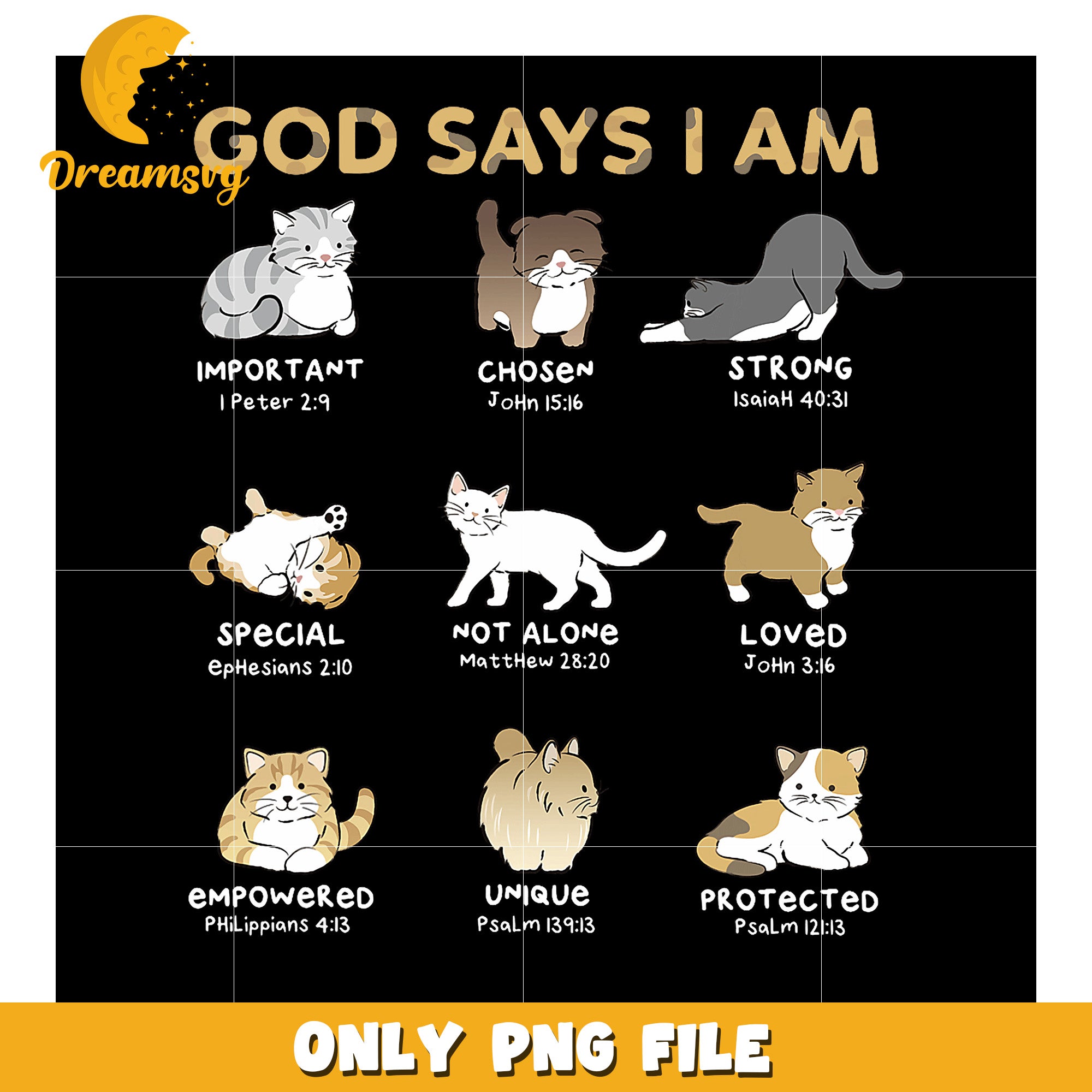 God Says I Am Cats PNG Bible Verses – DreamSVG Store
