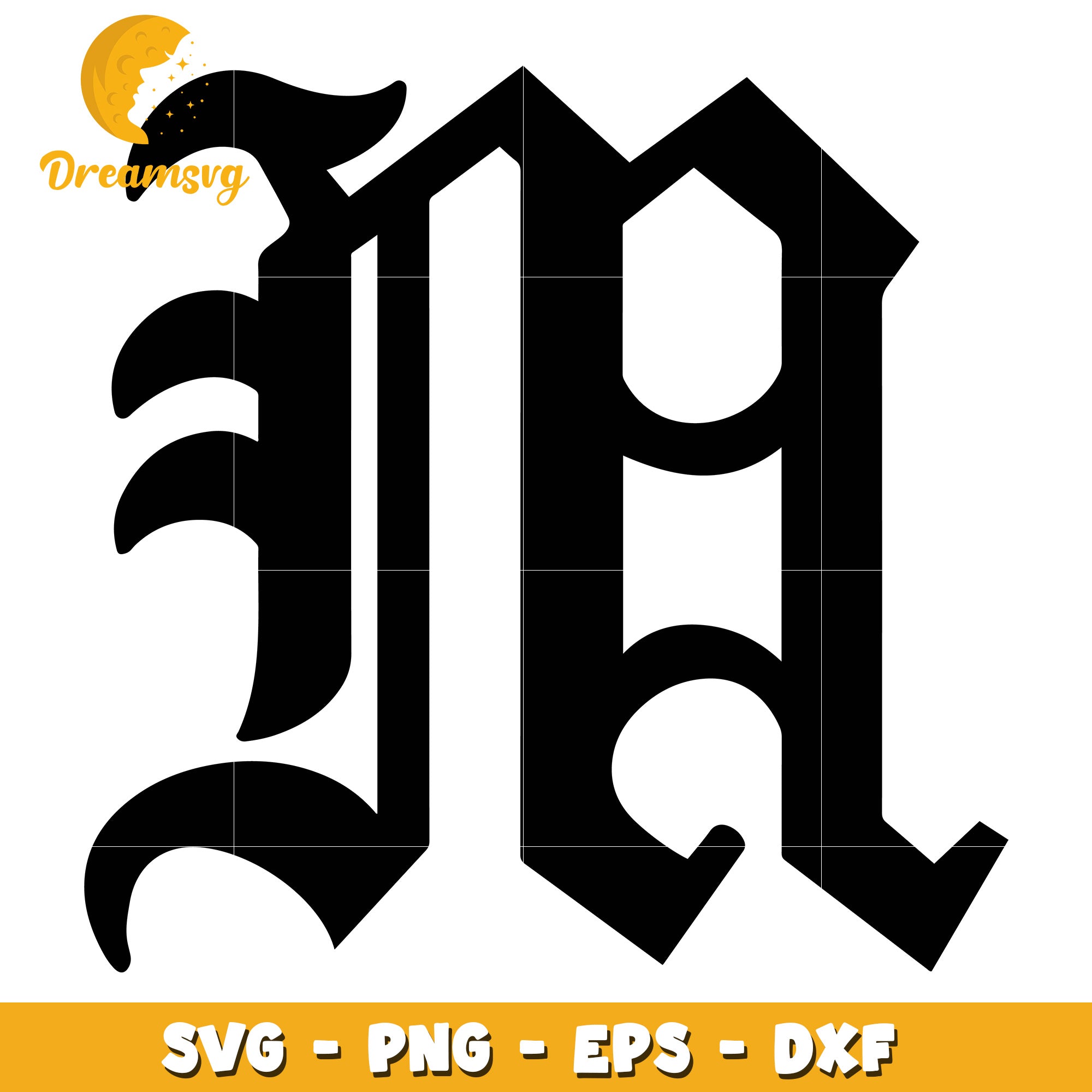 Gothic Letter M SVG PNG EPS DXF – DreamSVG Store
