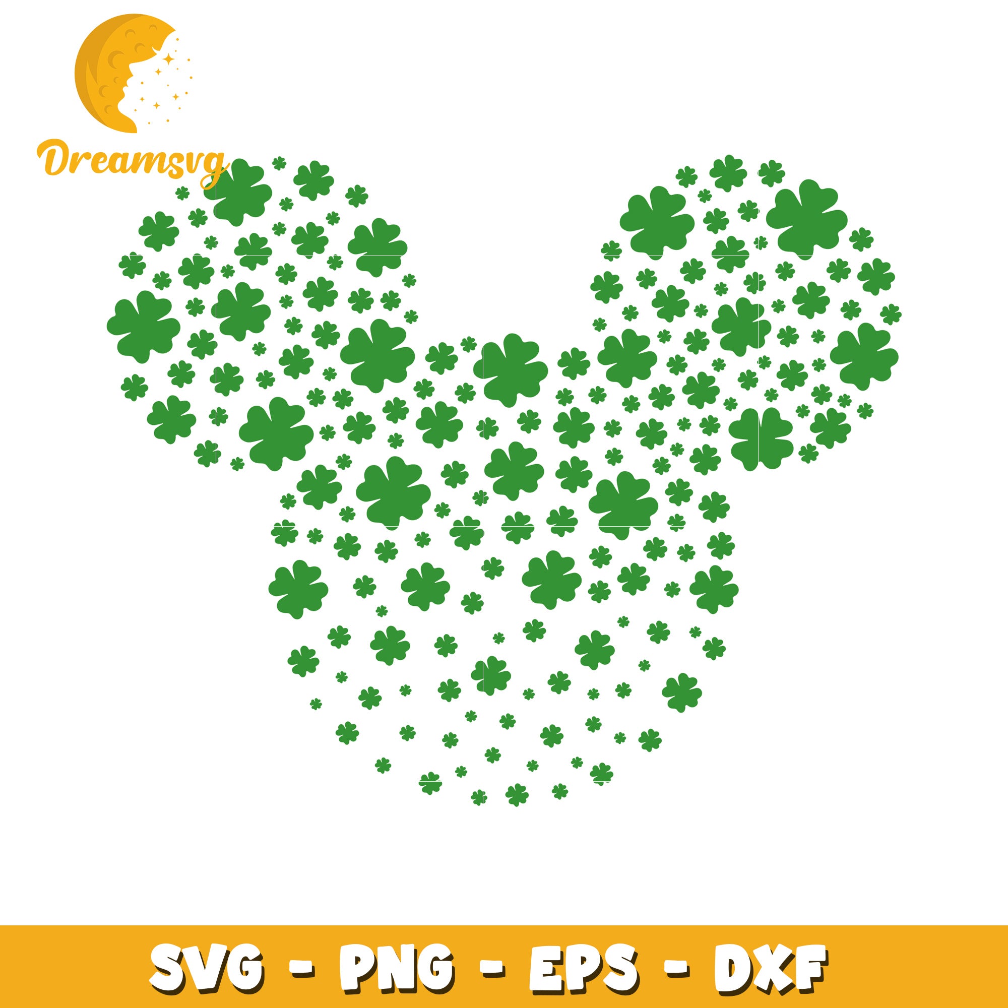 Green Shamrock Mickey Mouse SVG for St Patricks Day Decor and Crafts ...