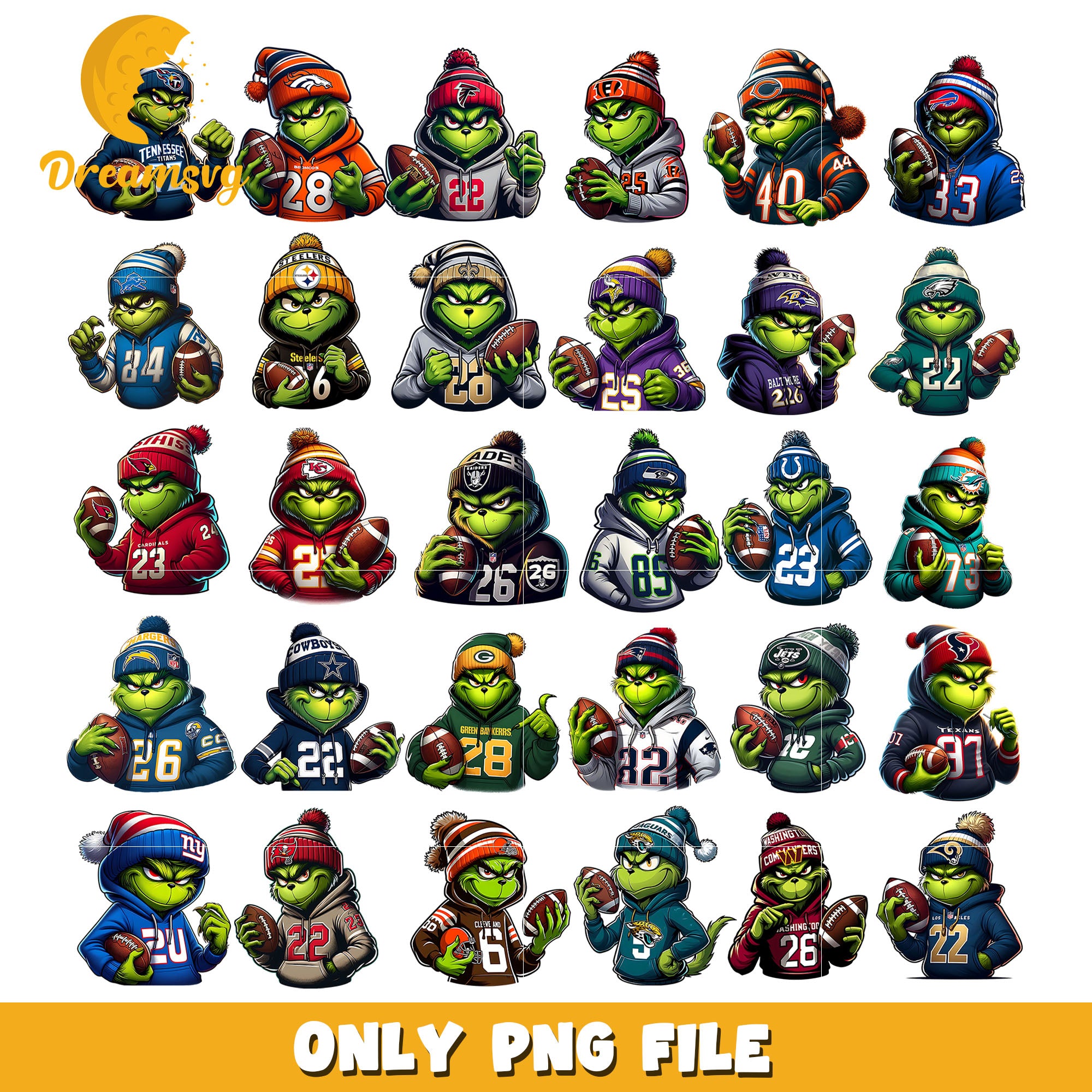 Grinch nfl players bundle png, nfl team design png, nfl png – DreamSVG ...