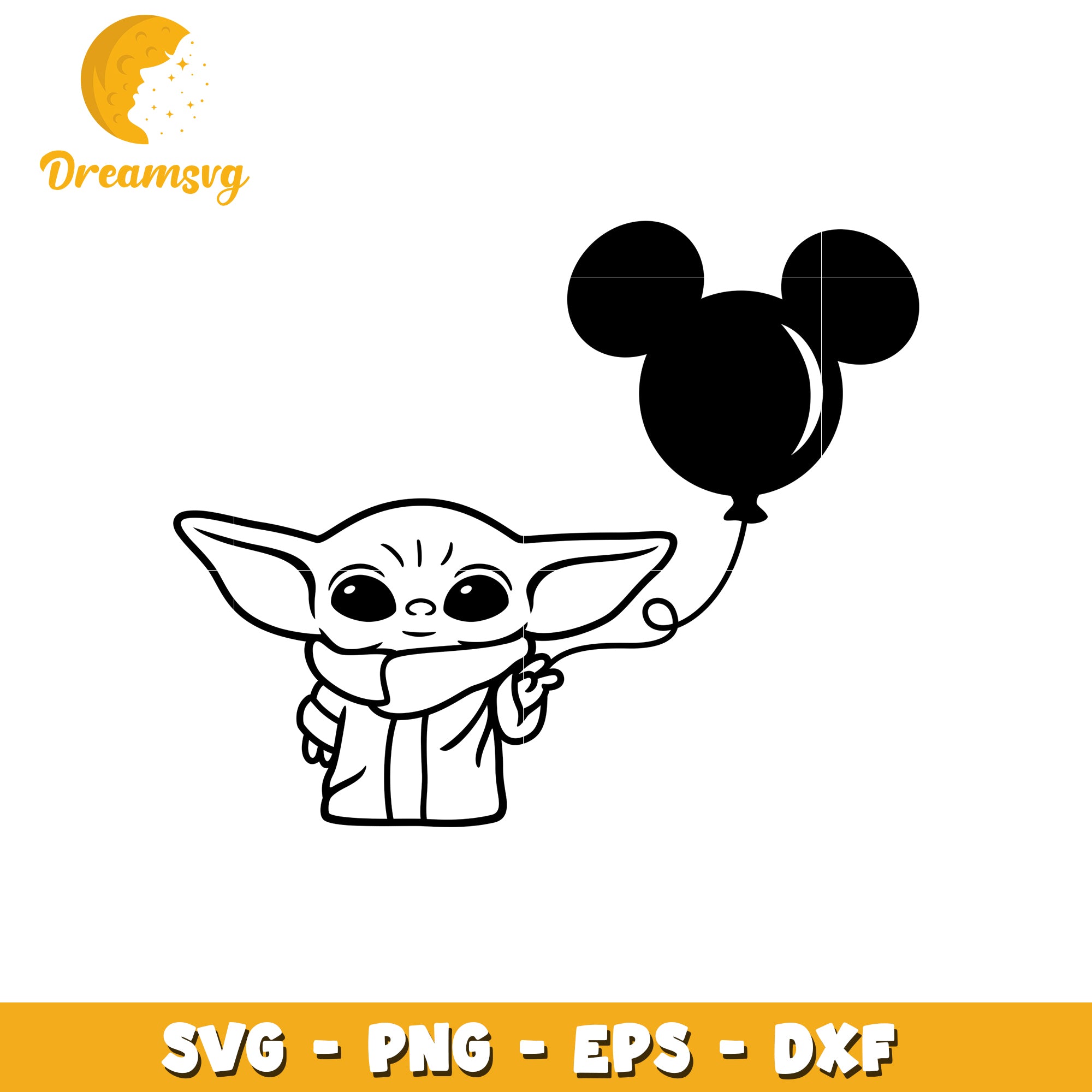 Grogu Mickey Balloon SVG Cut File – DreamSVG Store