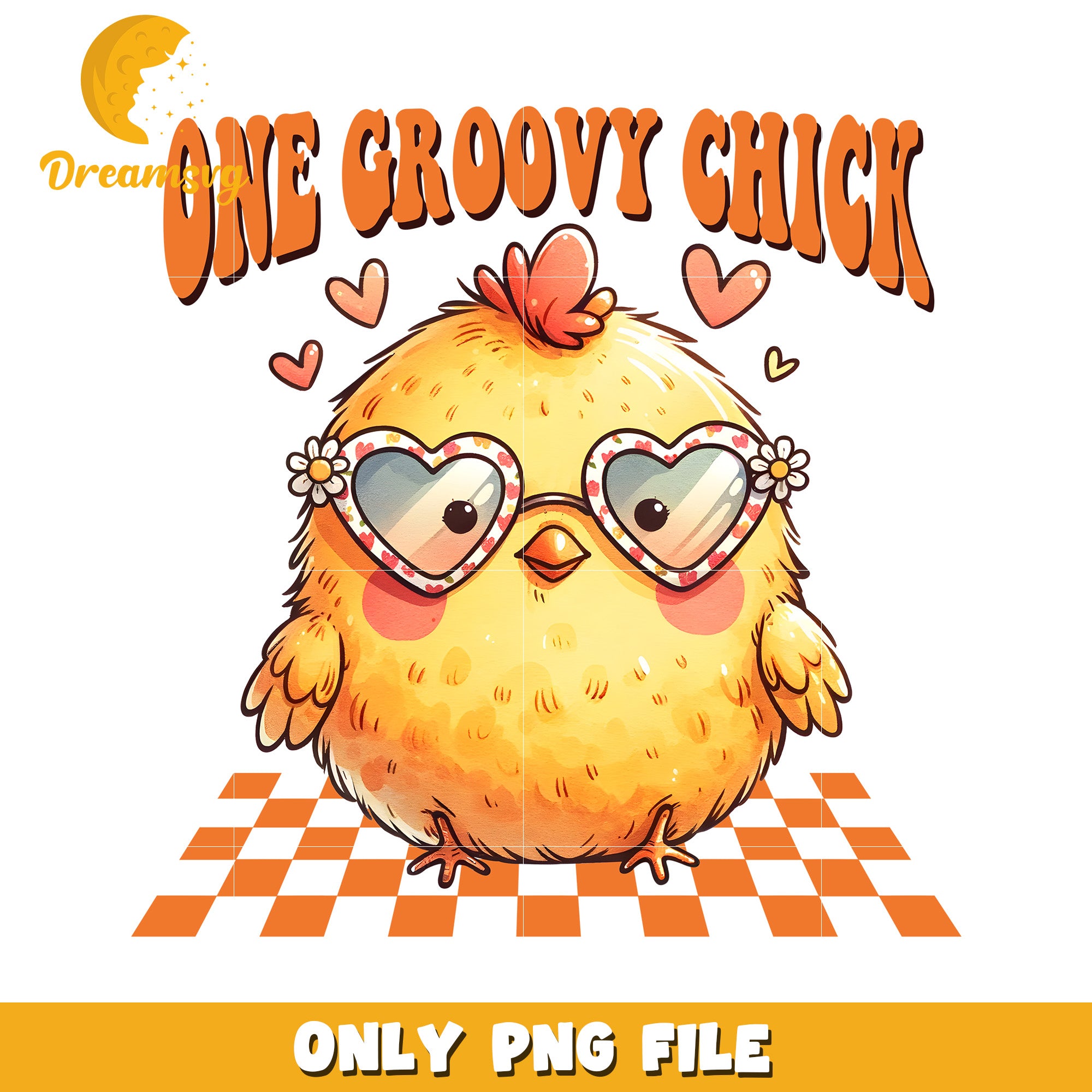 Groovy Chick PNG Cute Retro Chicken Illustration – DreamSVG Store