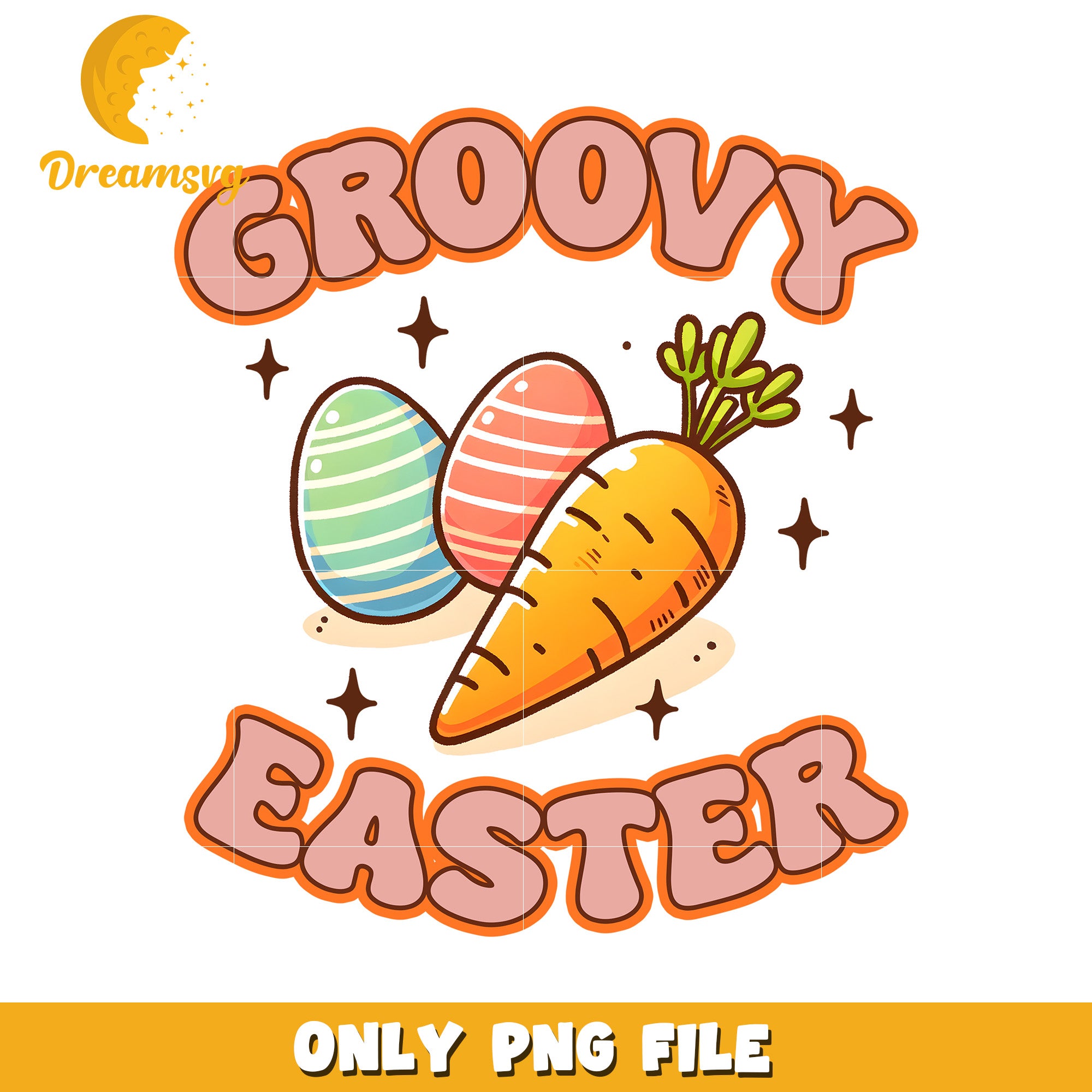 Groovy Easter PNG Carrot & Eggs Design – DreamSVG Store