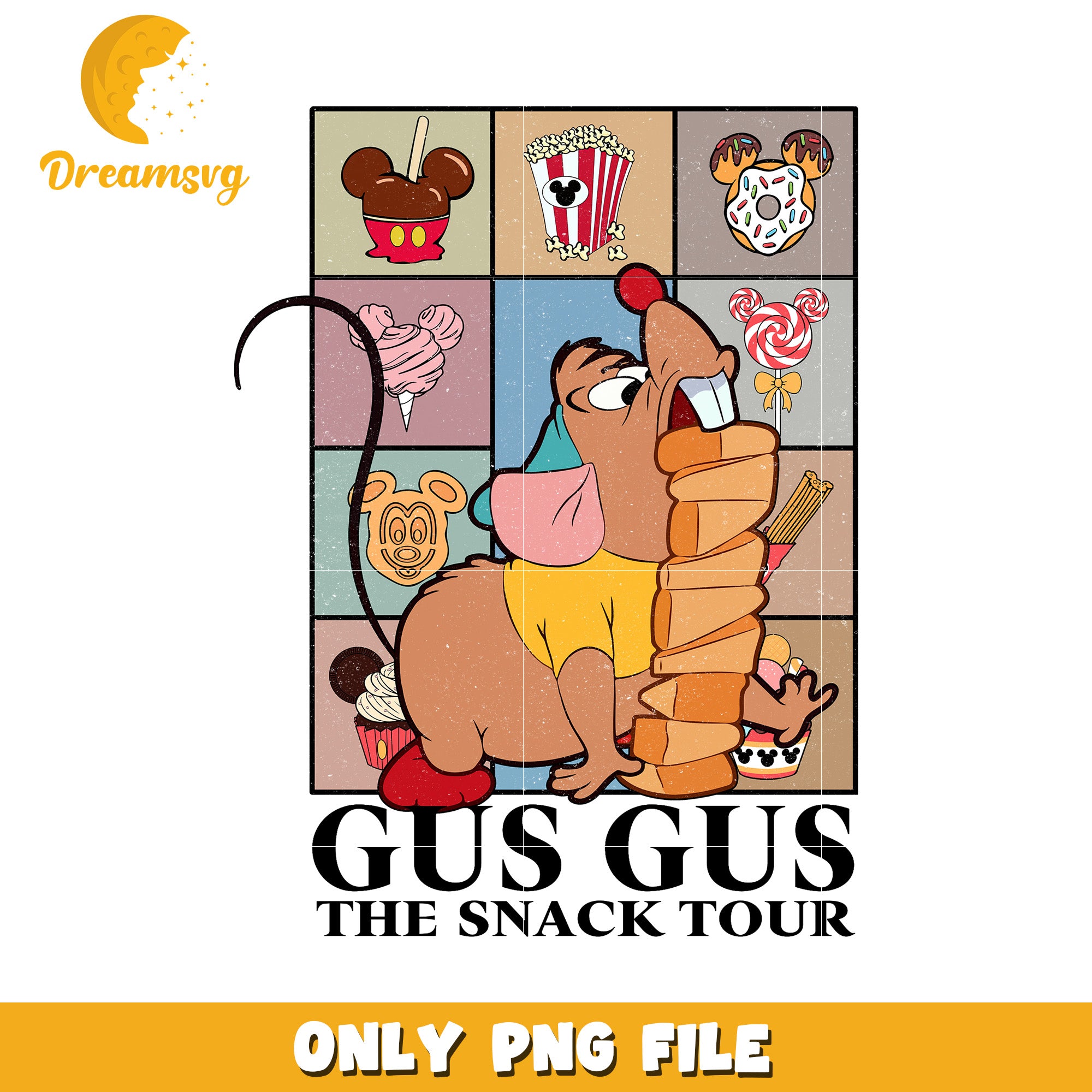 Gus Gus Snack Tour PNG File Fun Character Art Design – DreamSVG Store