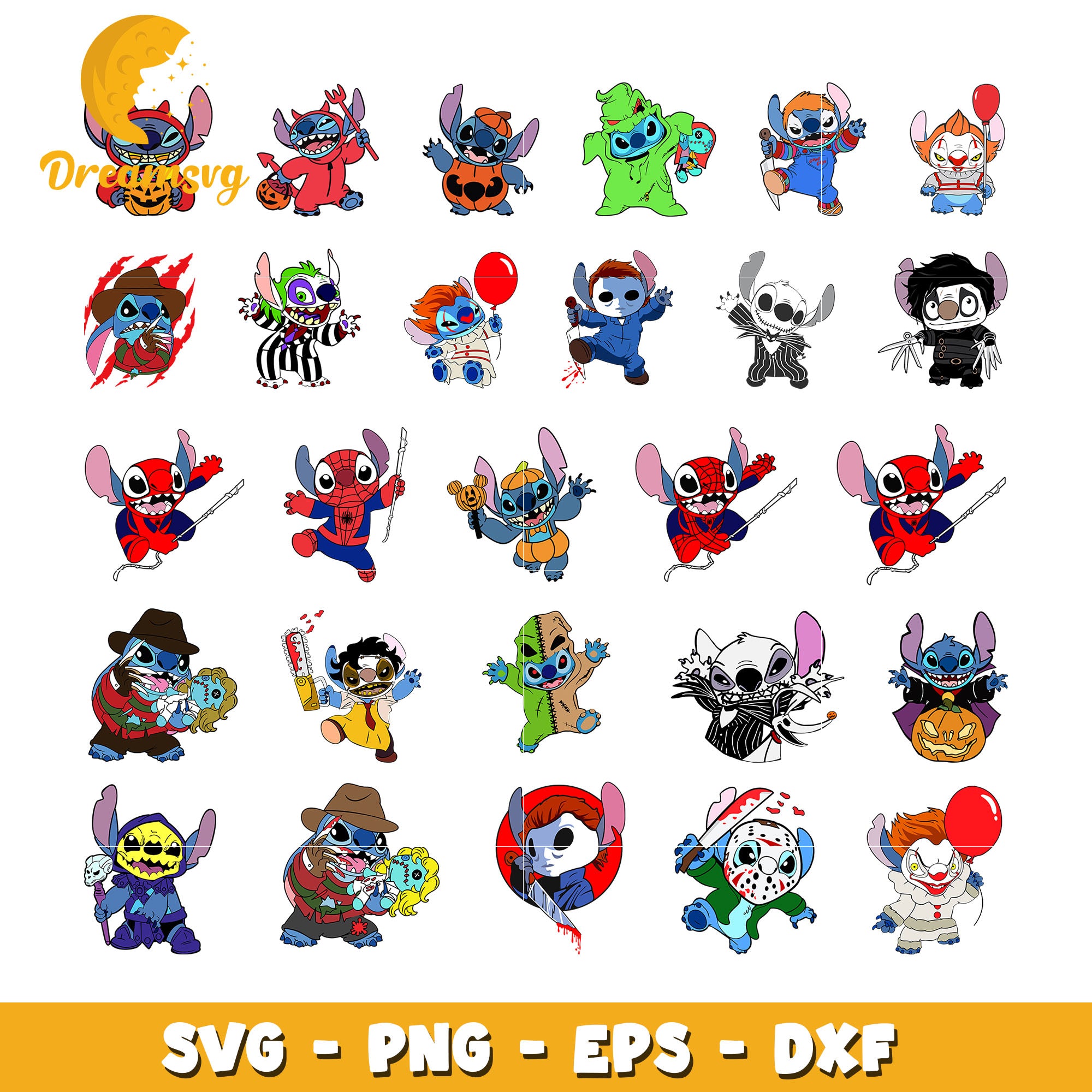 Stitch cosplay horror halloween bundle svg, halloween Stitch svg ...