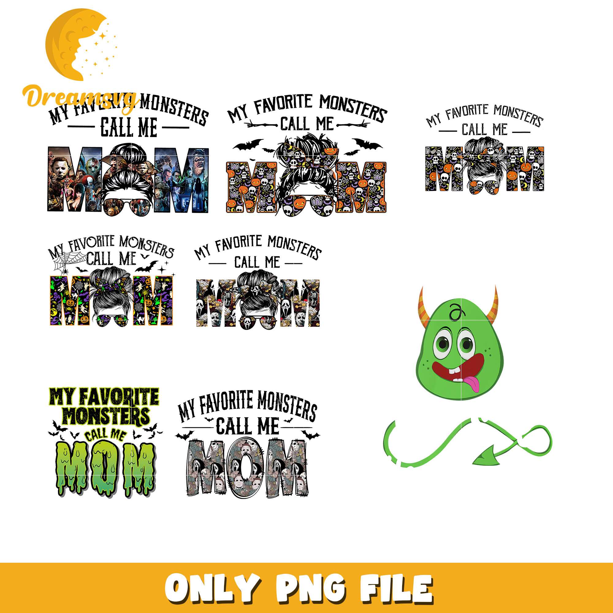 My favorite monsters call me mom bundle png, halloween quote png ...