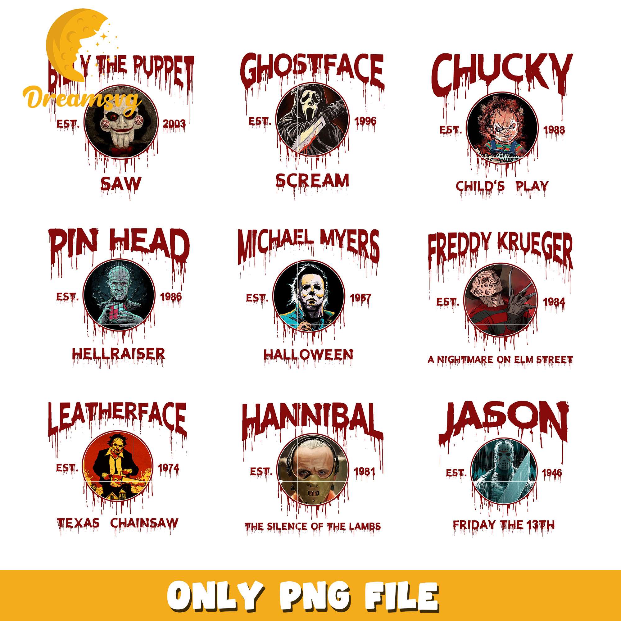 Ghostface est 1996 scream bundle png, horror characters png – DreamSVG ...
