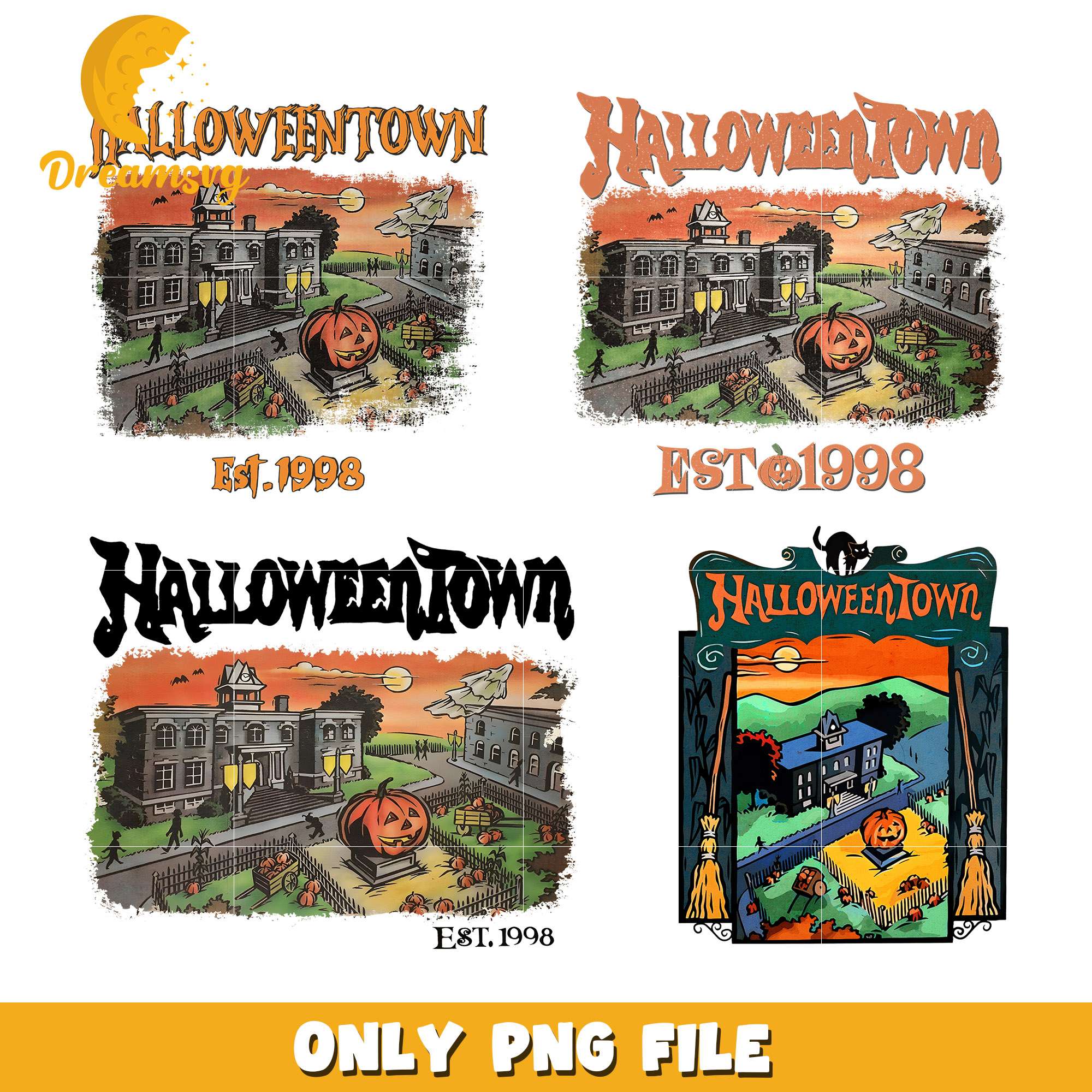 Halloween est 1998 design bundle png, halloween town png – DreamSVG Store