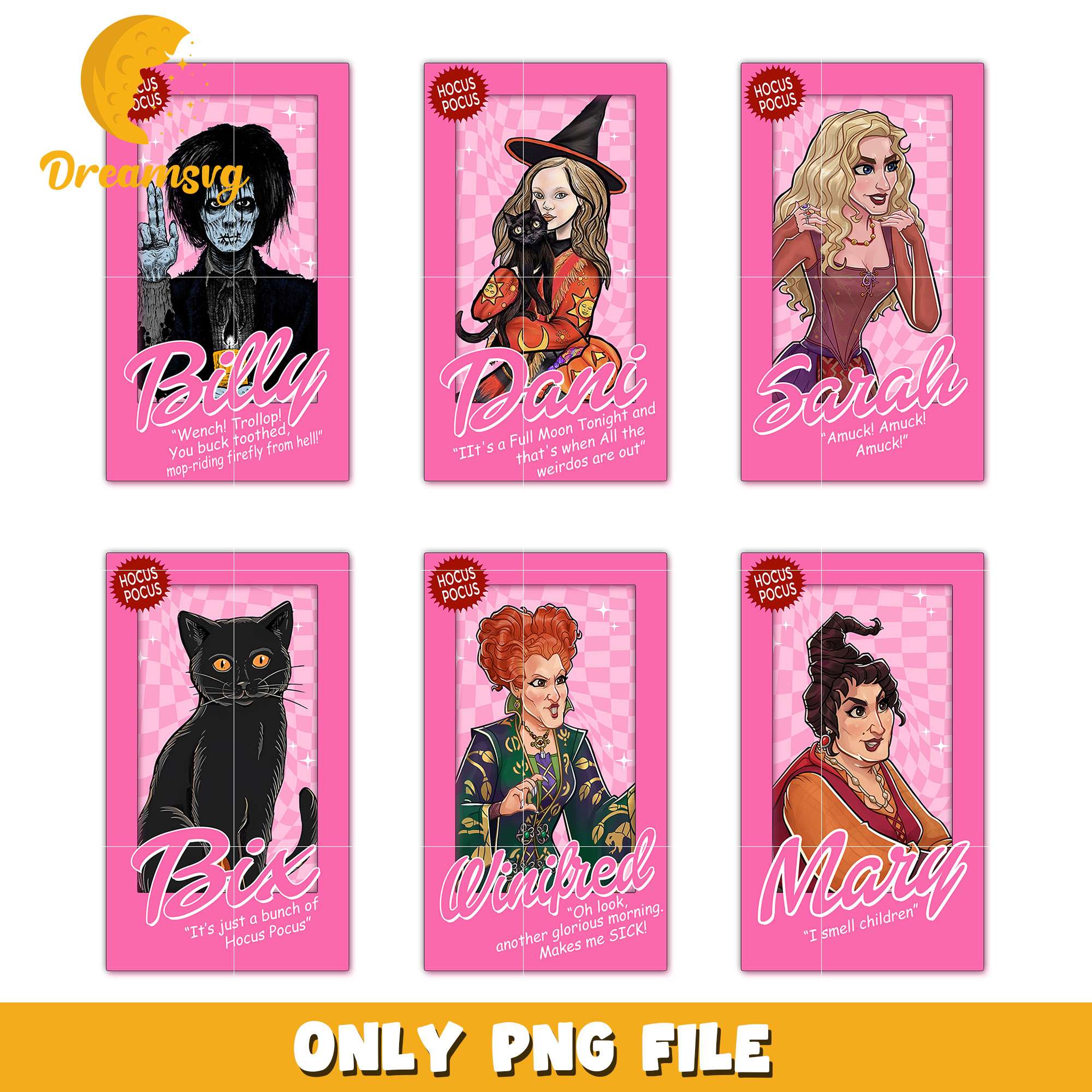 Hocus pocus pink doll bundle design png, mary sanderson png – DreamSVG Store