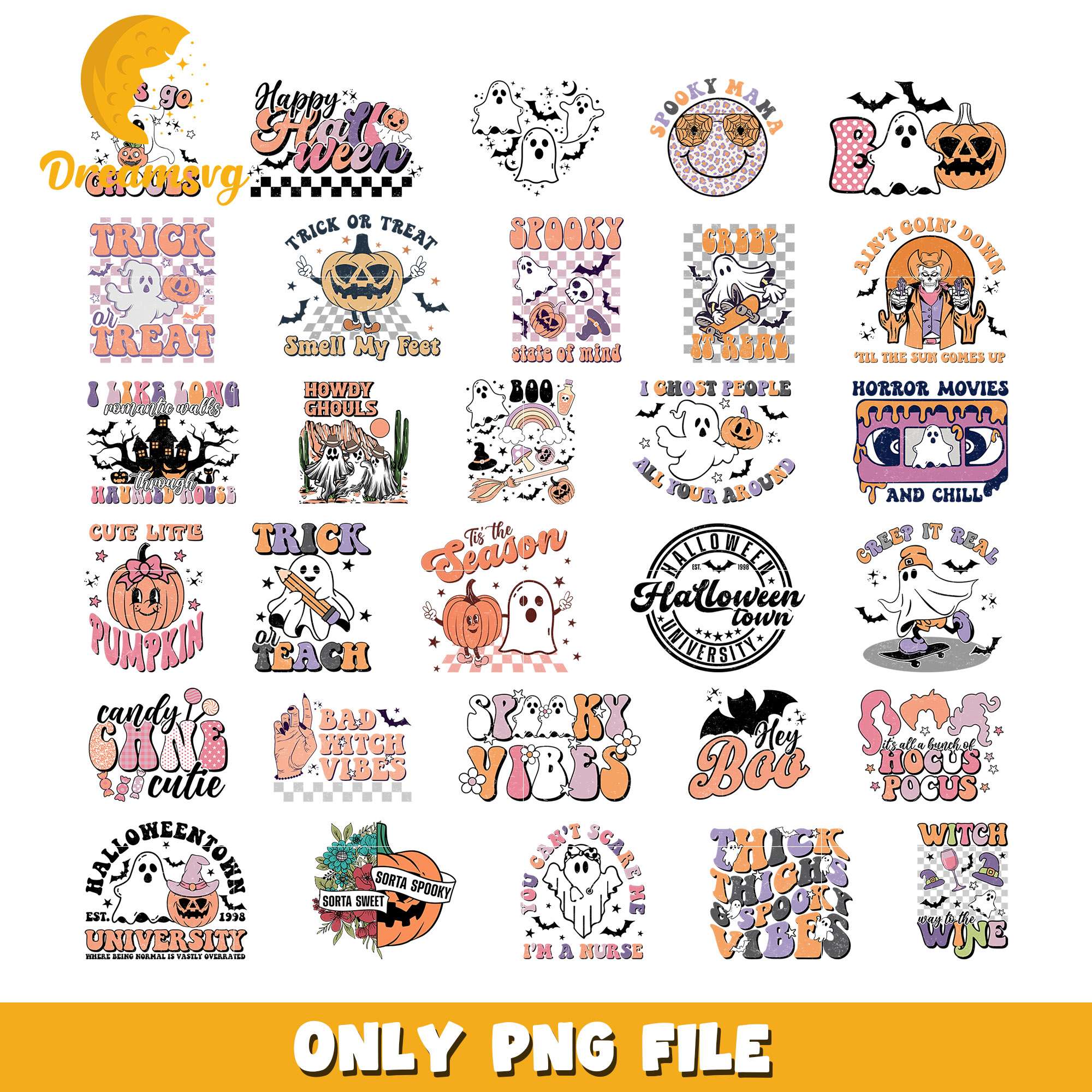 Cute little pumpkin halloween bundle png, trick or treat png – DreamSVG ...