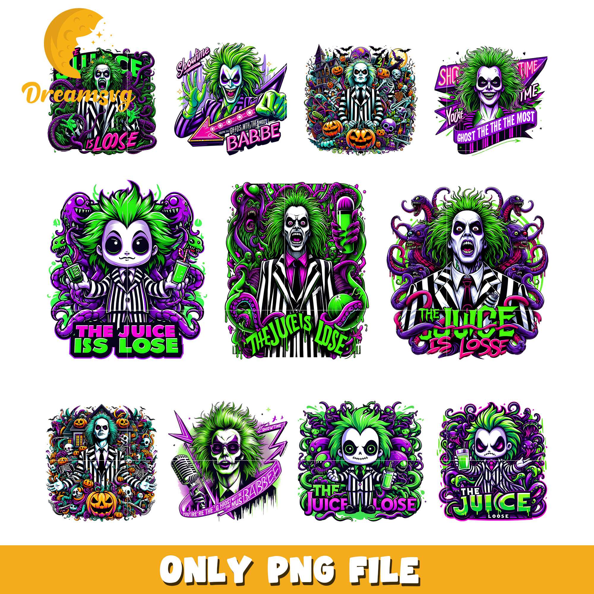 Beetlejuice cartoon design bundle png, beetlejuice characters png ...