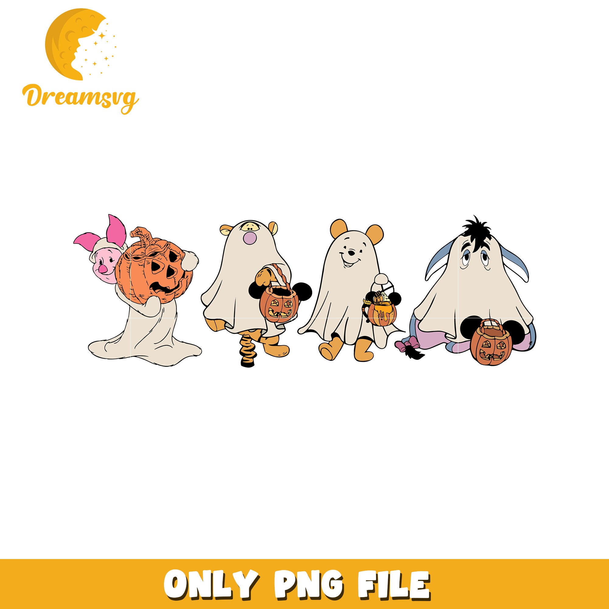 Halloween Ghost Characters PNG File for Kids Fun – DreamSVG Store