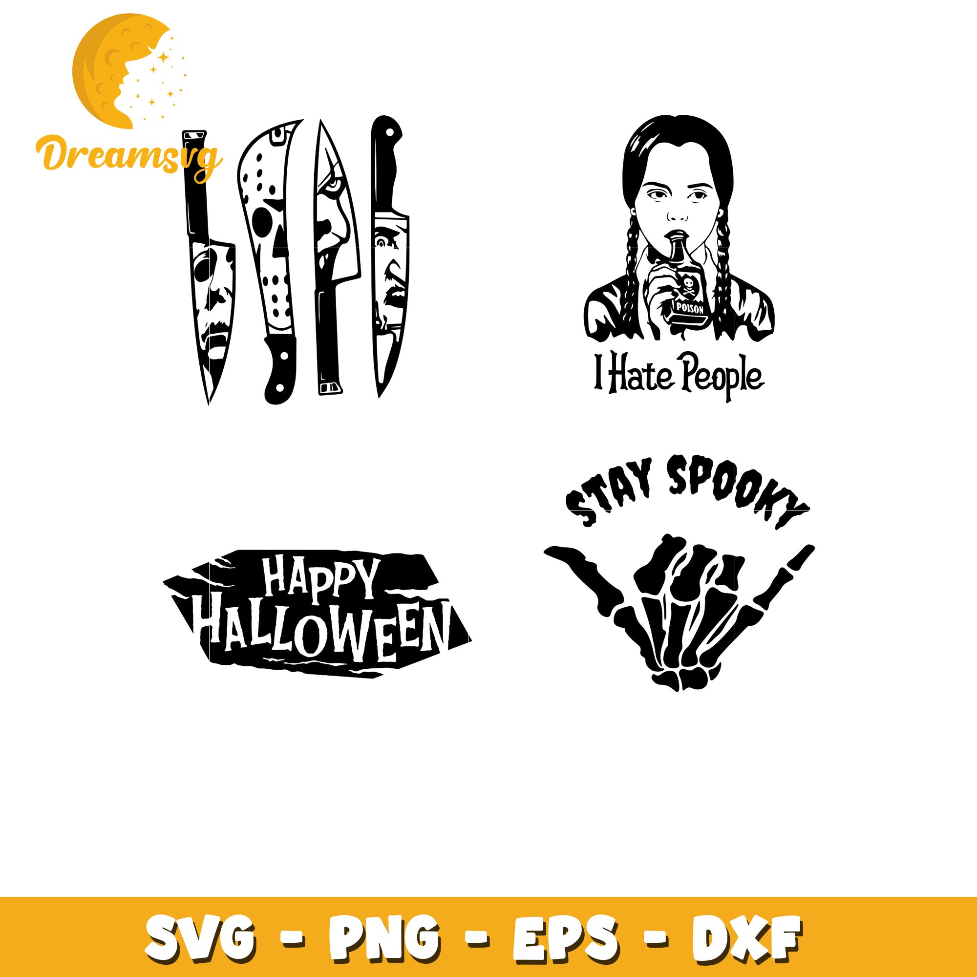 Wednesday Addams bundle svg, happy halloween svg, horror movie svg ...