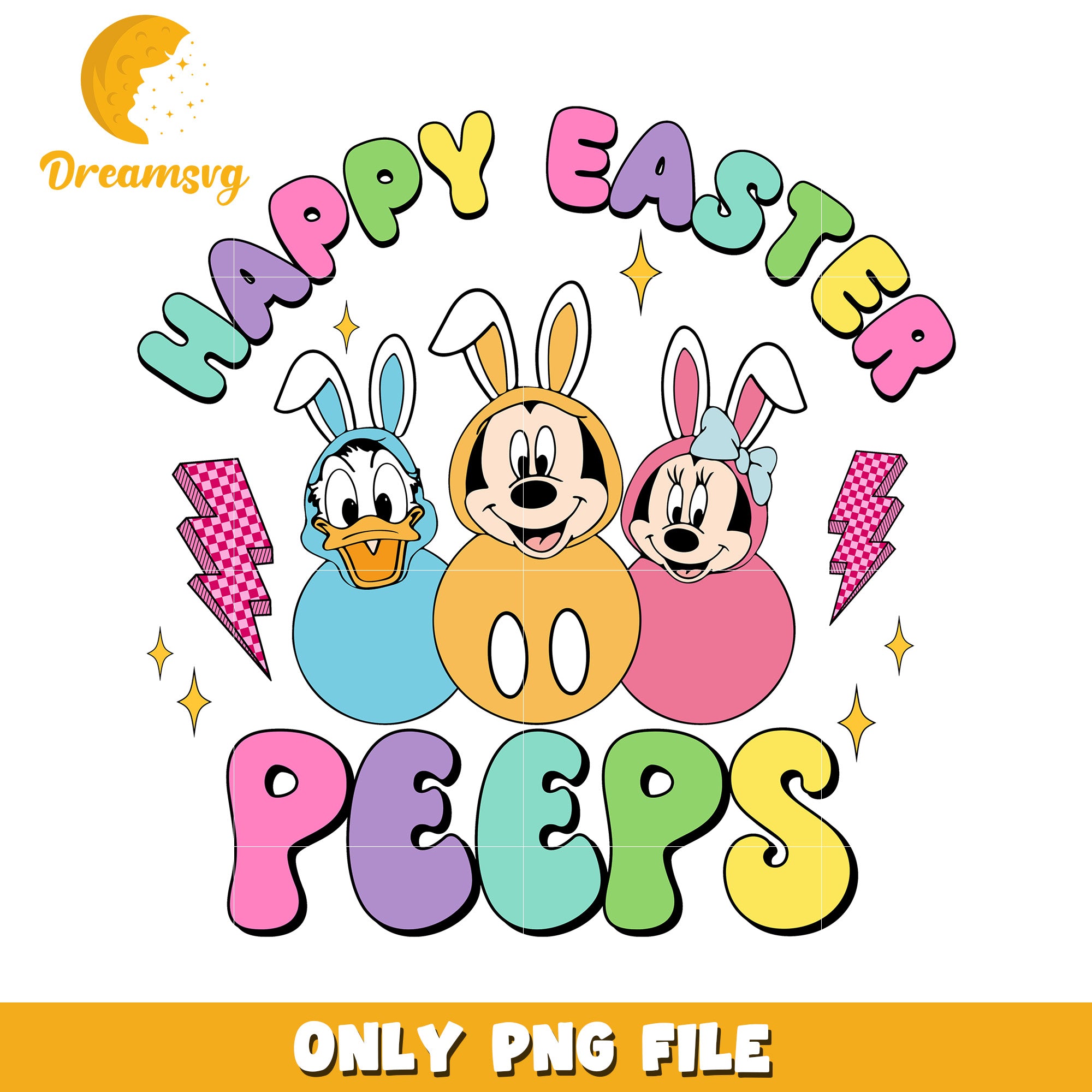Happy Easter Peeps Colorful Cartoon Characters PNG Image – DreamSVG Store