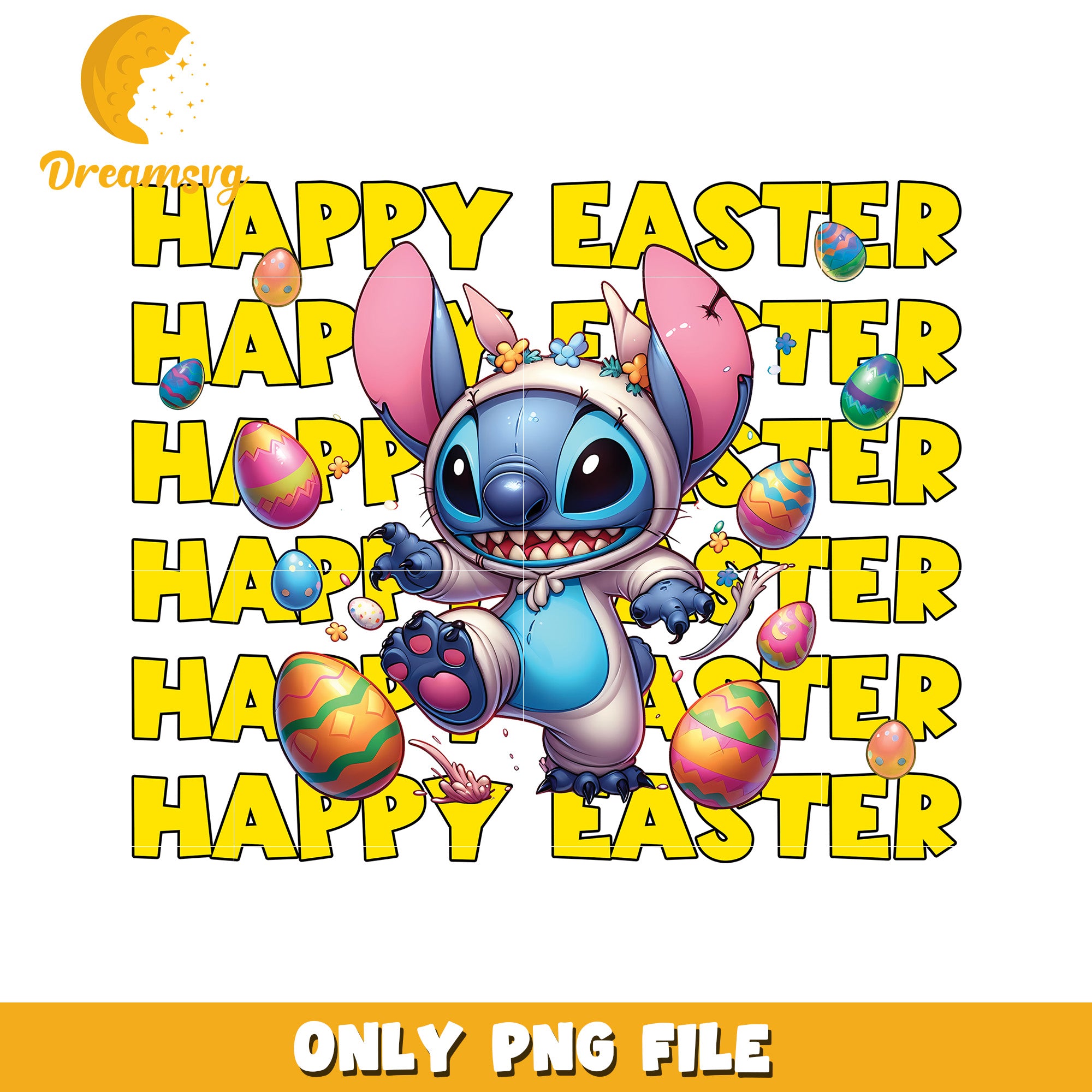 Happy Easter Stitch PNG Easter Bunny Costume – DreamSVG Store
