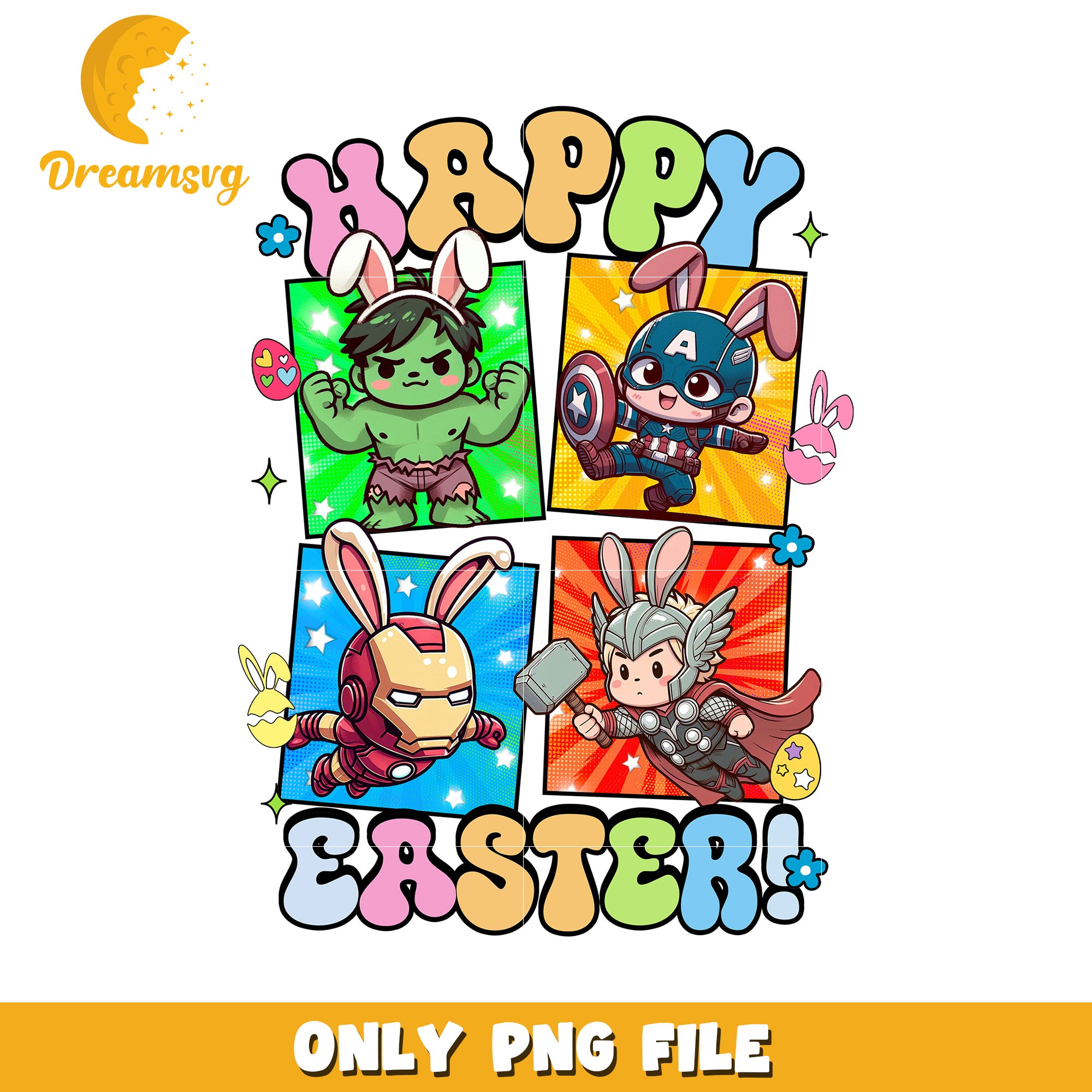 Happy Easter Superhero Bunny PNG for Fun Celebrations – DreamSVG Store