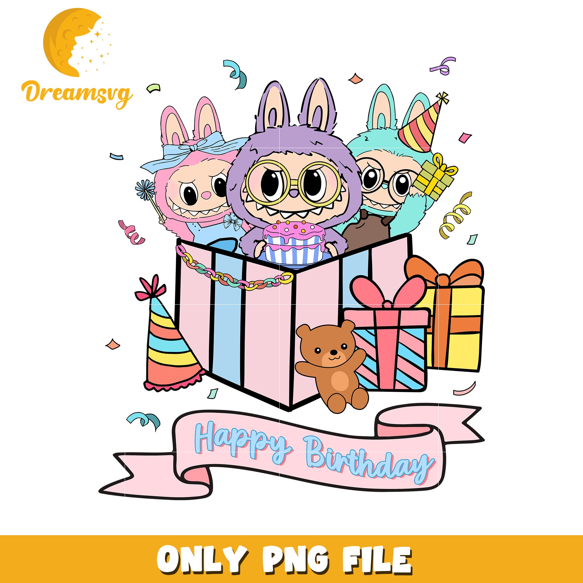 Happy birthday labubu design png, popmart usa png, labubu keychain png ...
