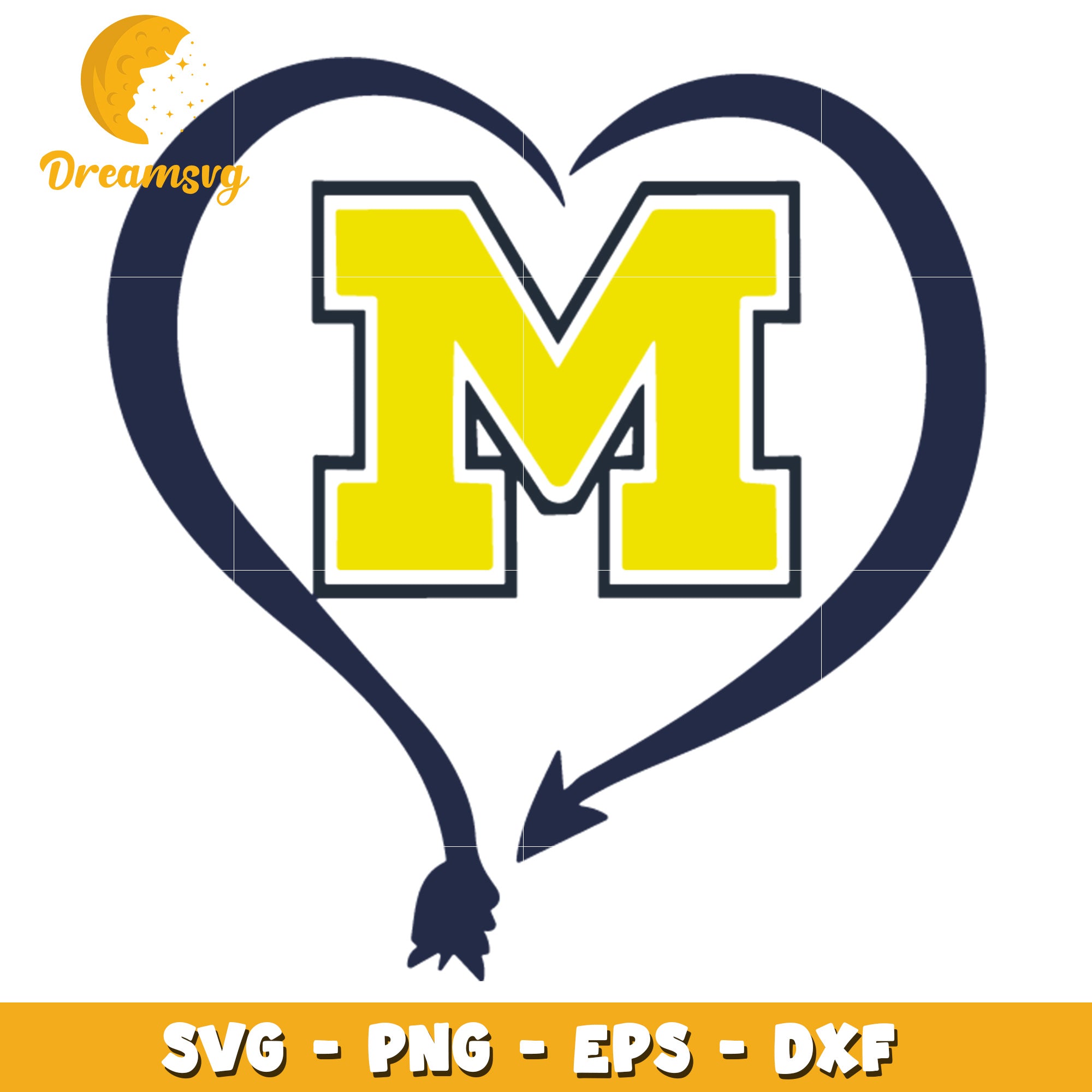 Heart M Letter SVG PNG EPS DXF Cut File – DreamSVG Store