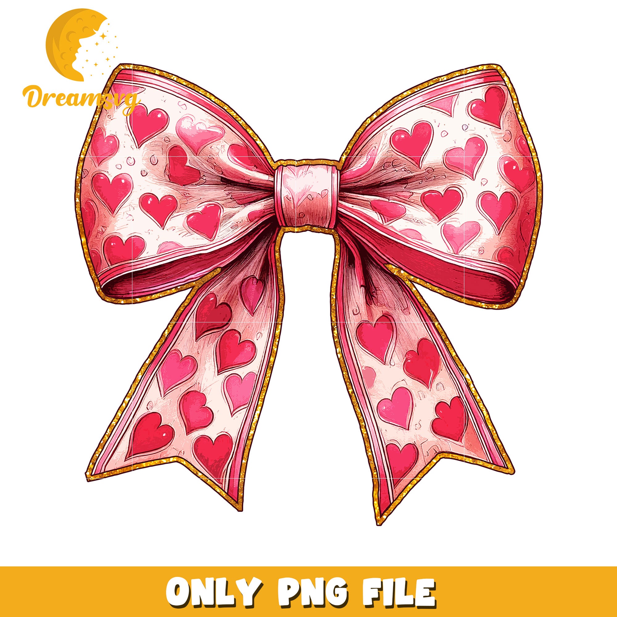 Heart Pattern Bow PNG File for Crafting Projects – DreamSVG Store